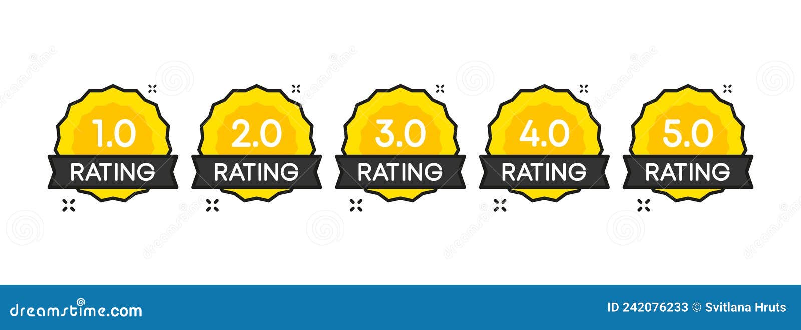 Rating Five Stars Set, Customer Feedback Five Star Template. Vector ...