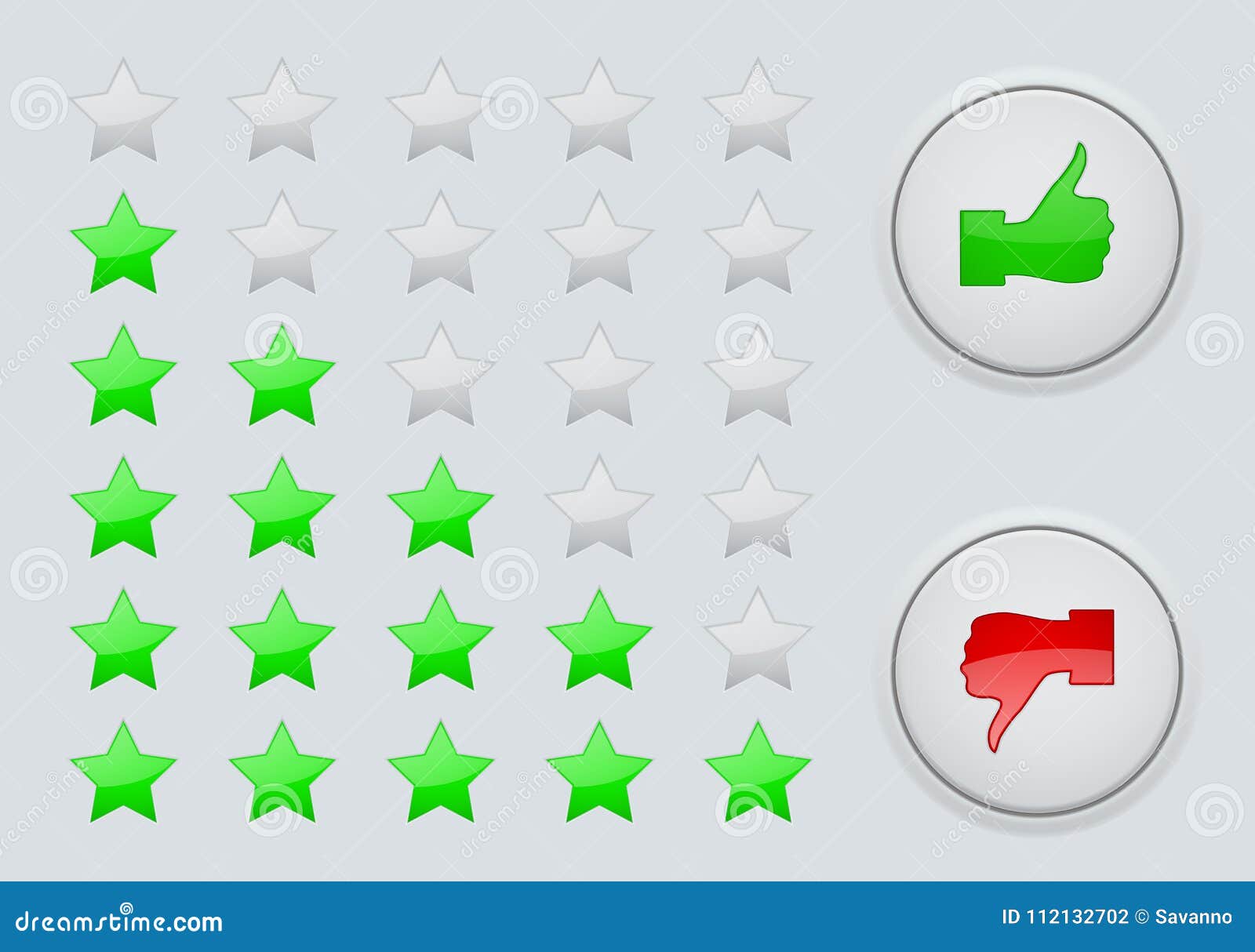 Rating Green Stars. Interface Element Stock Vector - Illustration of ...
