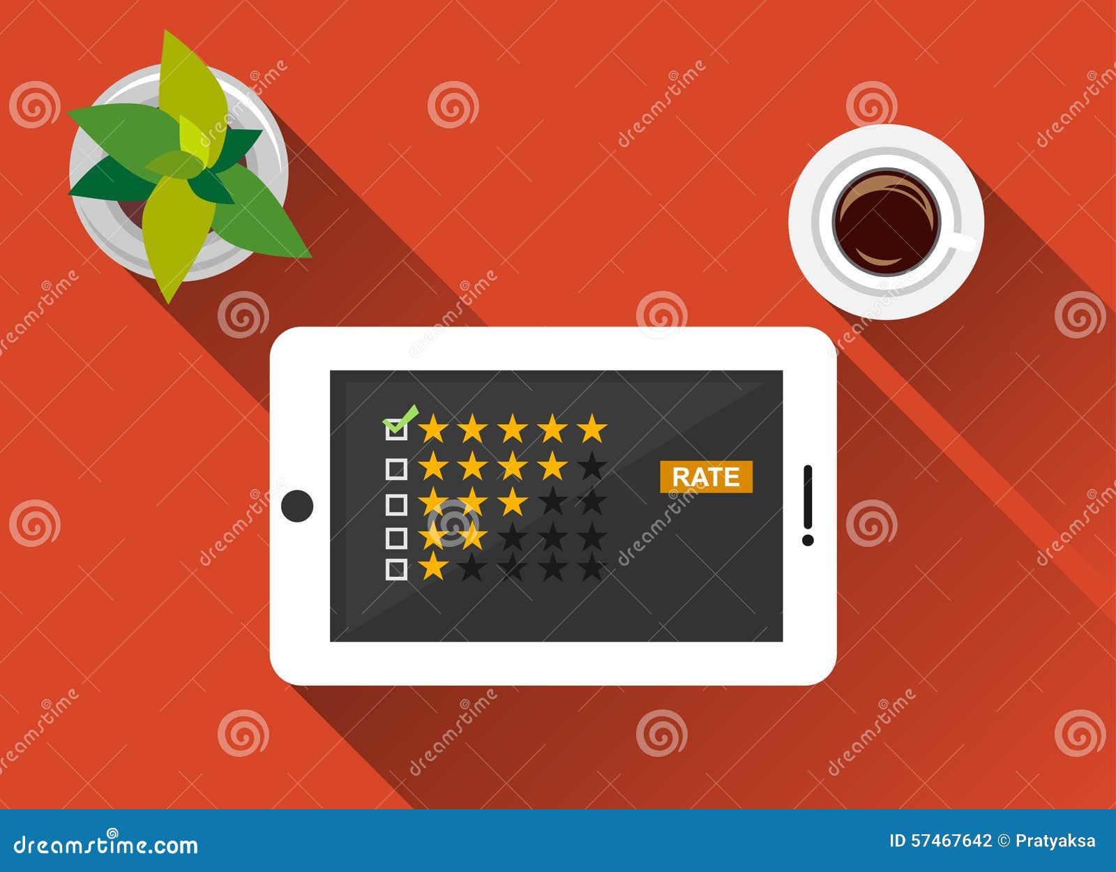 Rating Illustration. Flat Design with Long Shadow Stock Vector ...