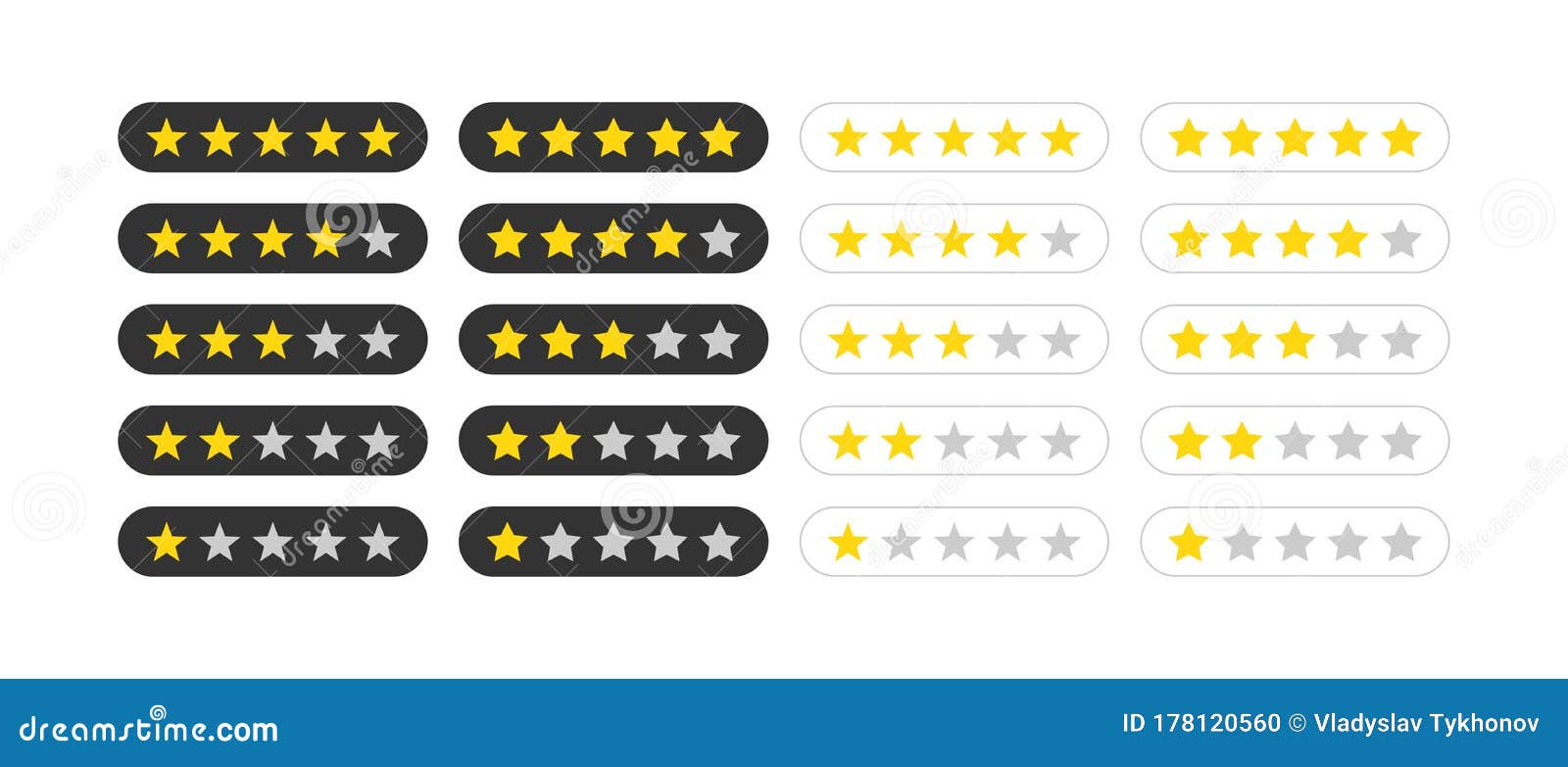 Rating Rank Review Star Icon Set in Different Forms. Vector EPS 10 ...