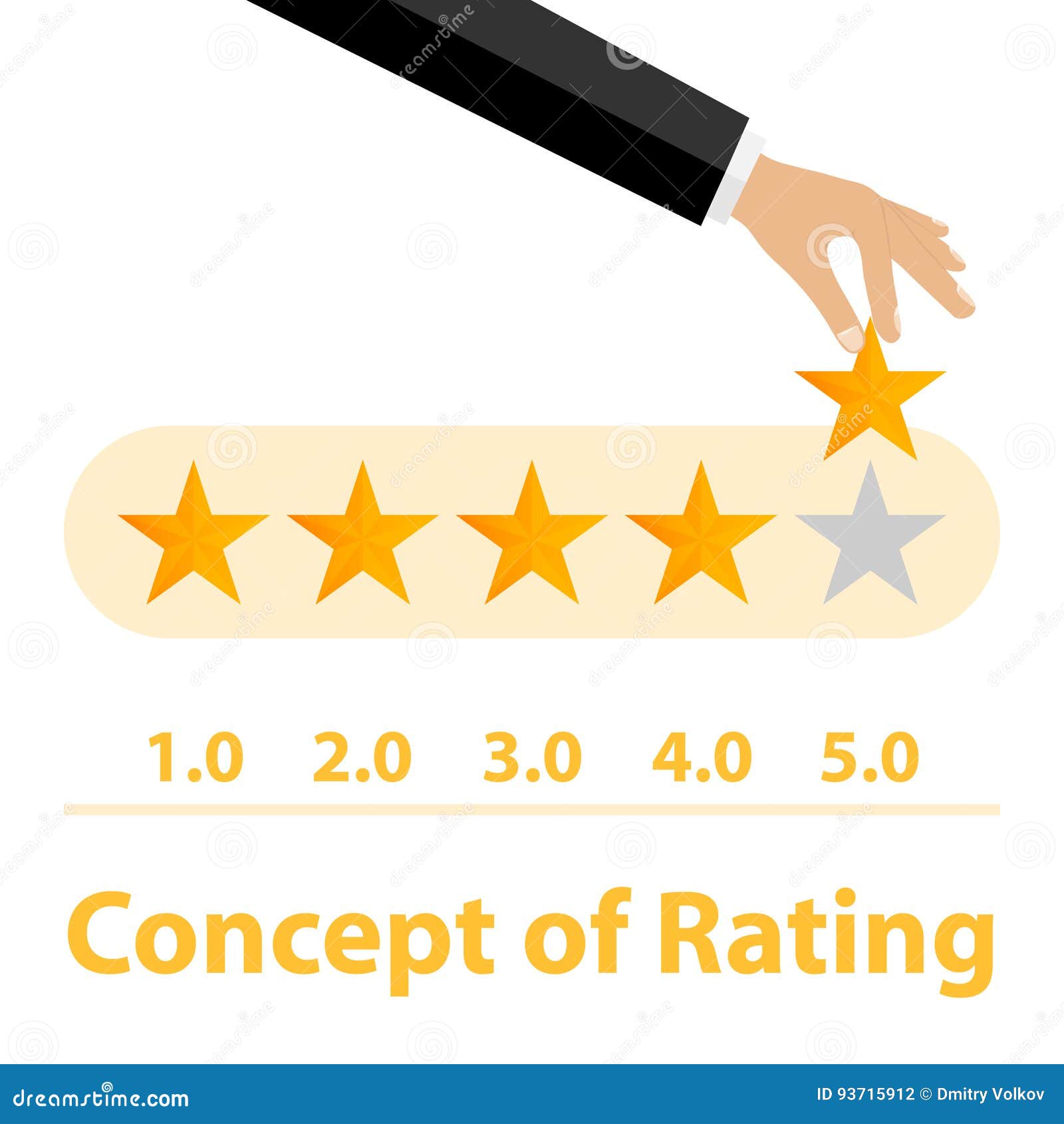Rating. Rating five stars stock vector. Illustration of icon - 93715912