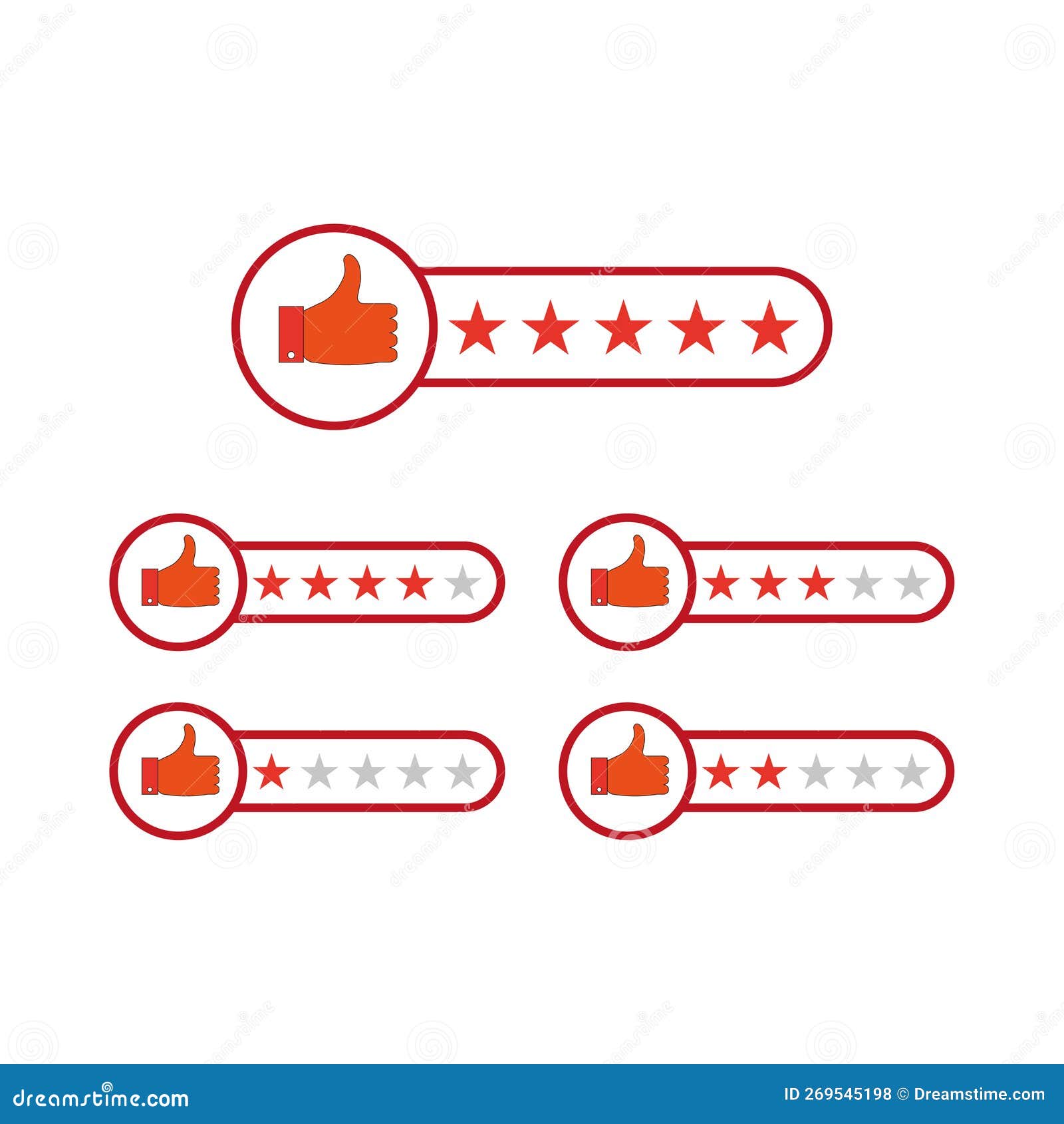 Rating Red Star Scale for Game Background Design. Vector Illustration ...