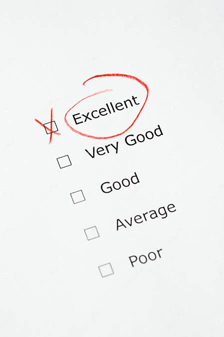 Rating Scale with EXCELLENT Checked Stock Photo - Image of shot, mark ...