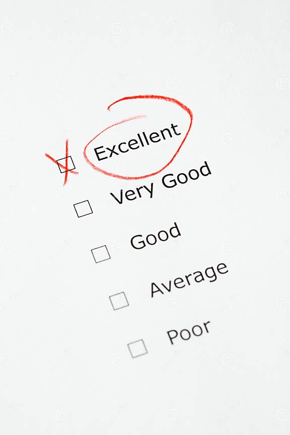 Rating Scale with EXCELLENT Checked Stock Photo - Image of shot, mark ...