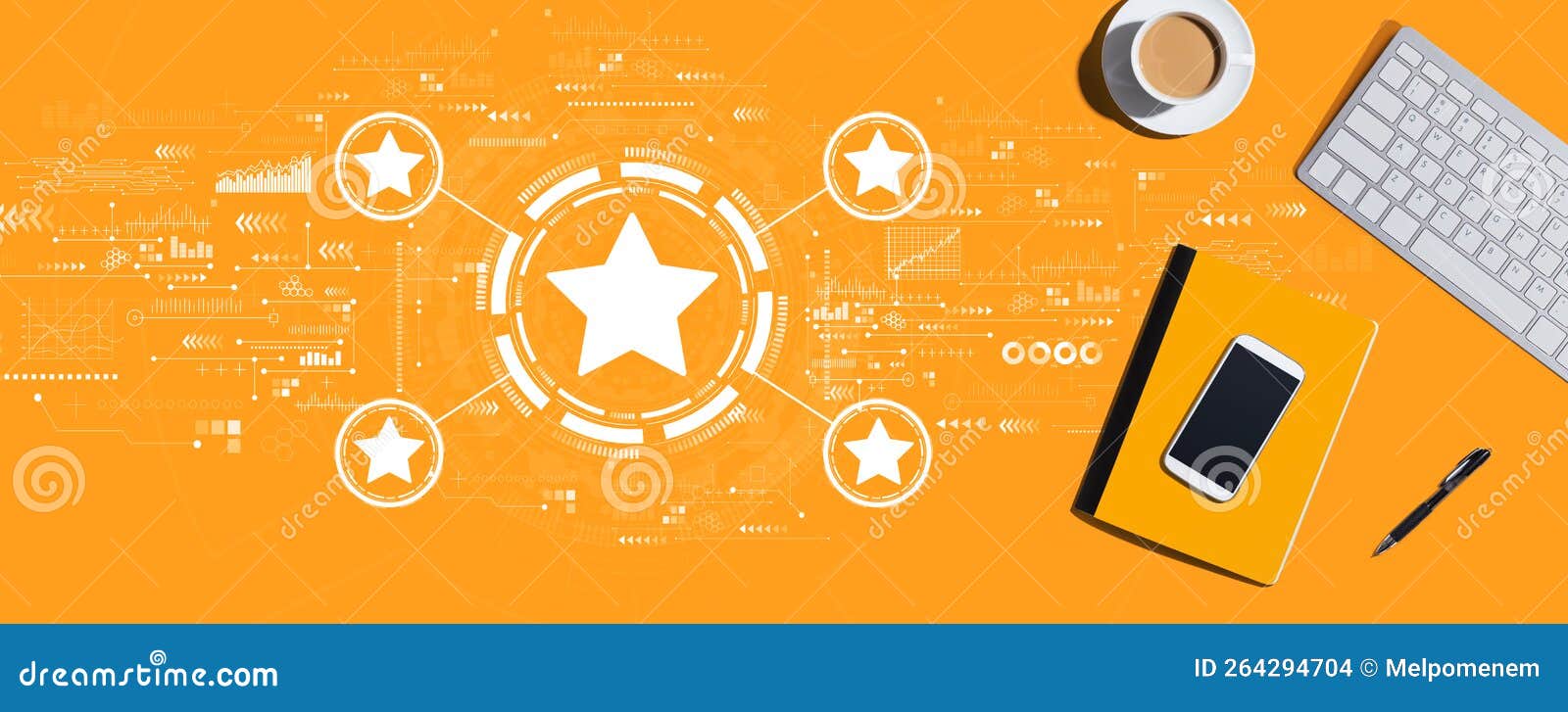 Rating Star Concept with Computer Keyboard and Office Items Stock Photo ...