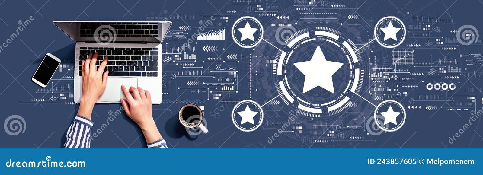 Rating Star Concept with Person Using Laptop Stock Image - Image of ...