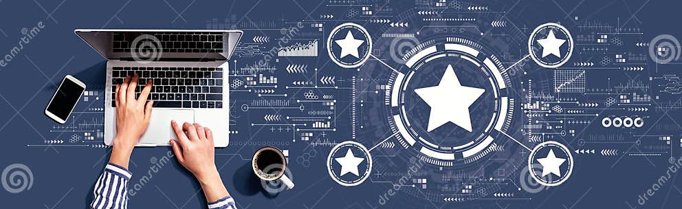Rating Star Concept with Person Using Laptop Stock Image - Image of ...