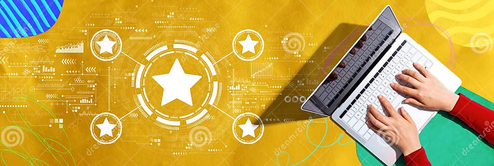 Rating Star Concept with Person Using a Laptop Stock Image - Image of ...