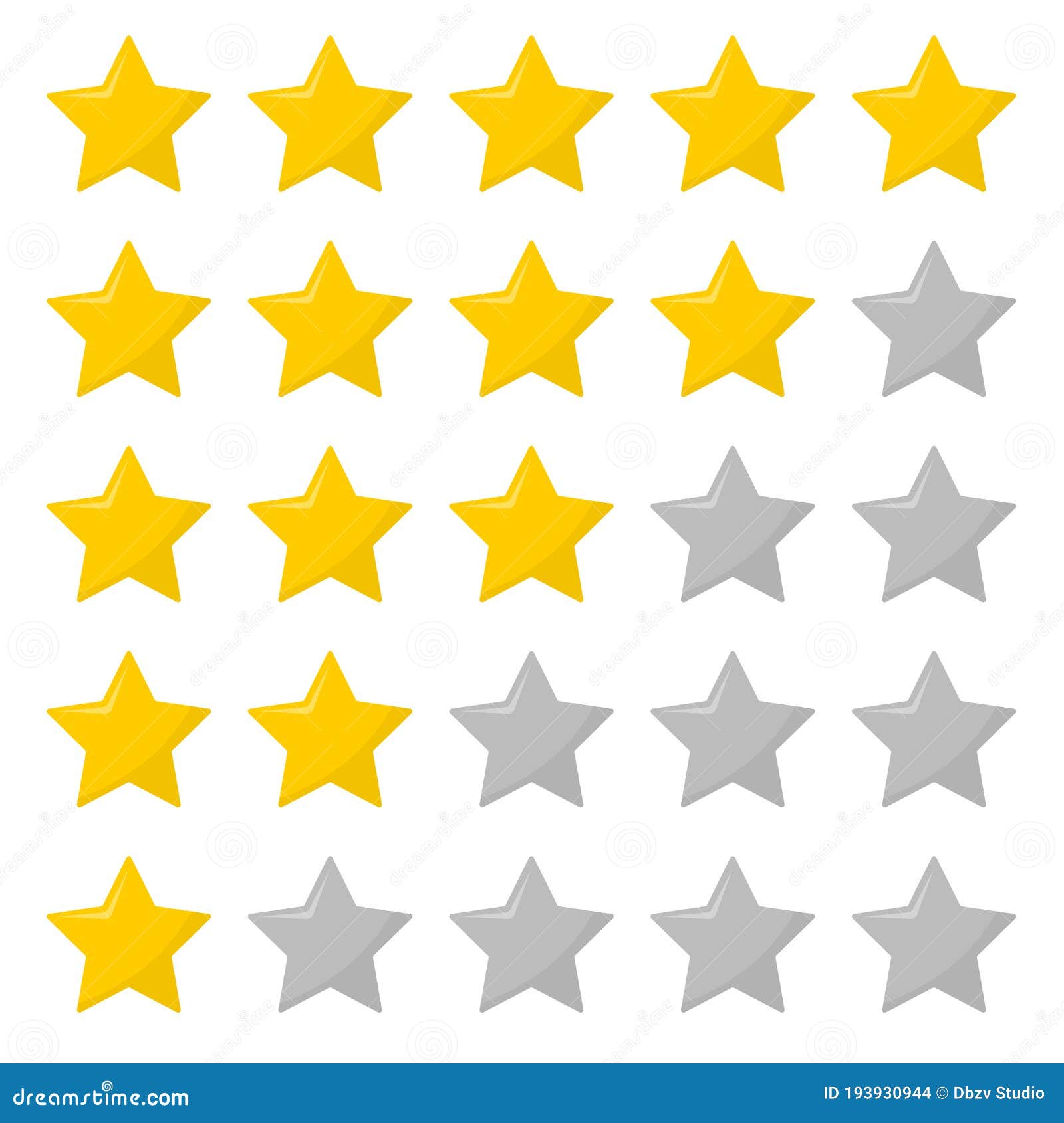 Rating Stars, Review Star Points Icon on White Background Stock ...