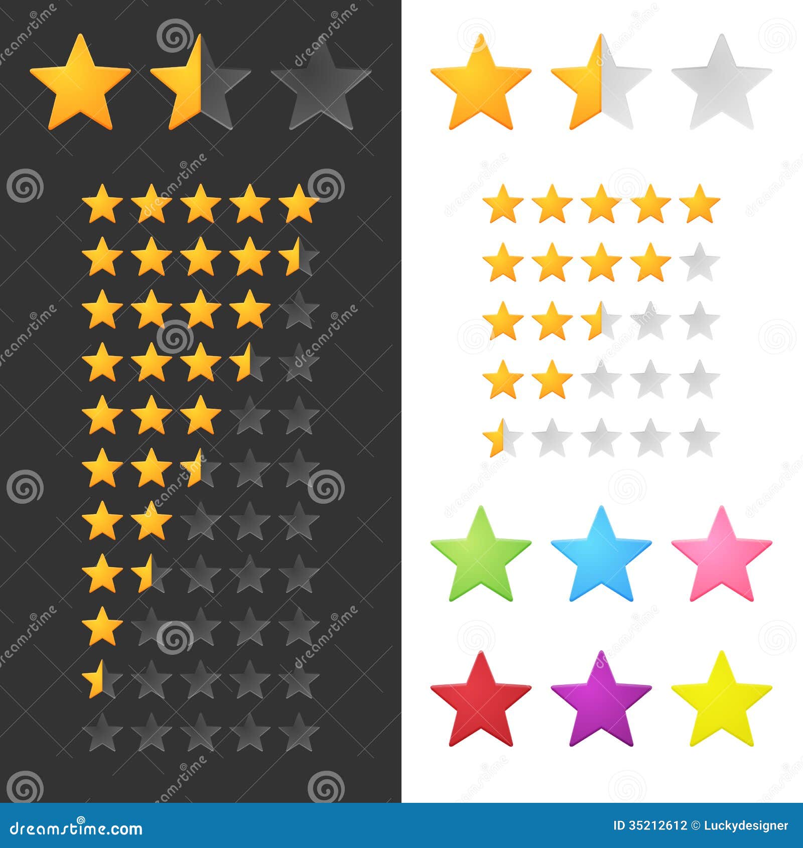 Rating Stars Set stock vector. Illustration of interface - 35212612