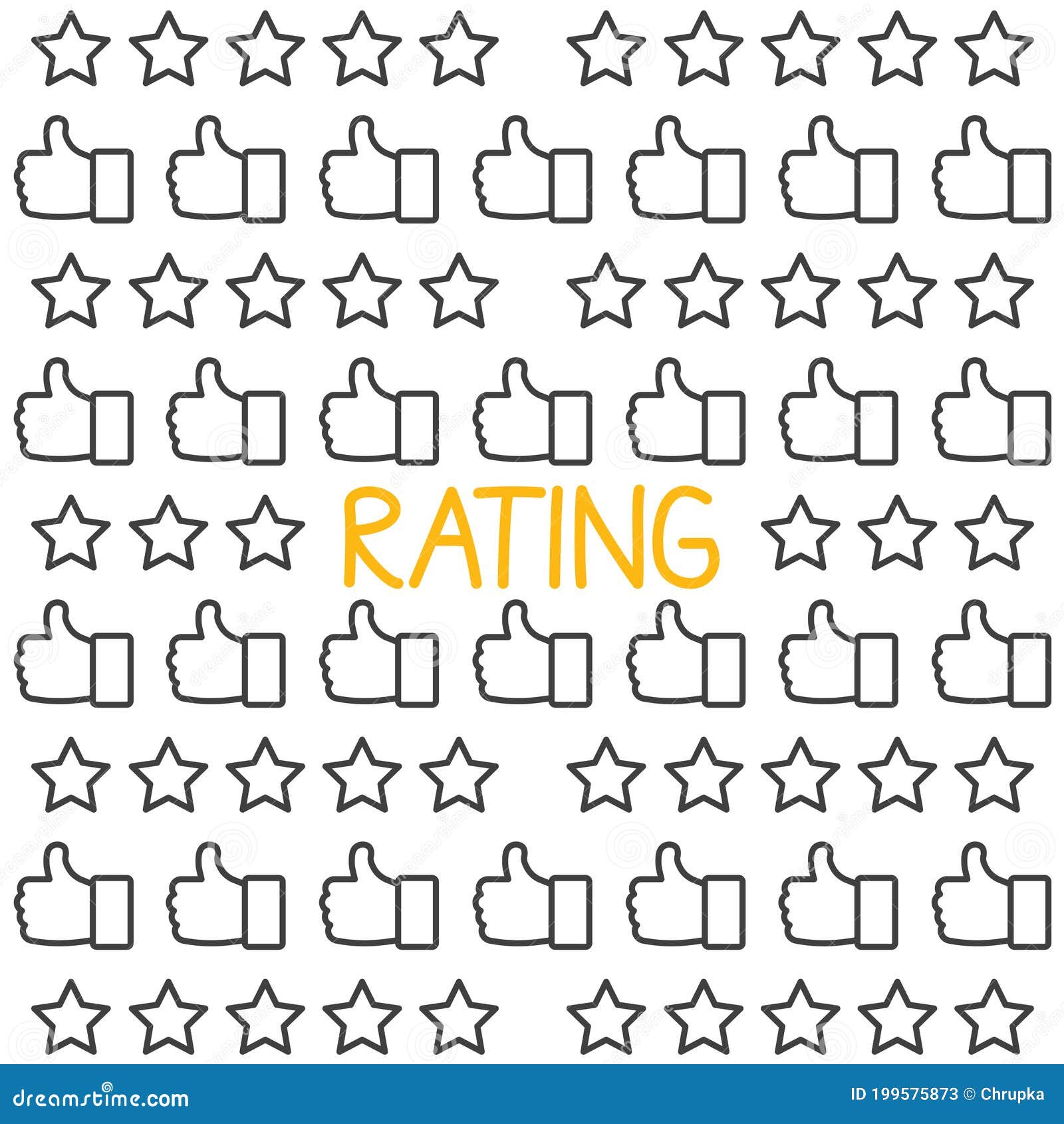 Rating Word and Five Star, Thumb Pattern Stock Vector - Illustration of ...