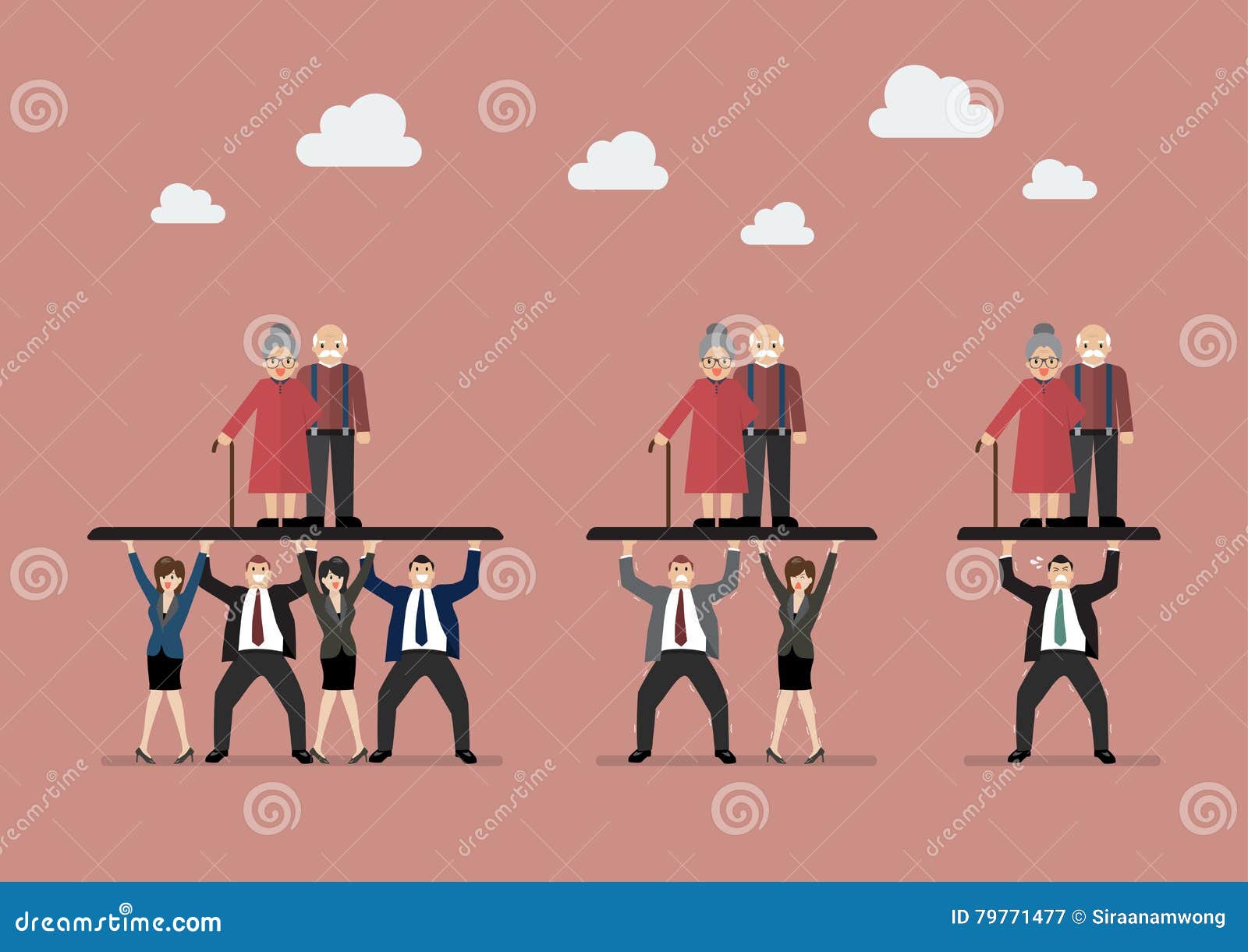 Aging Population Infographic With Old People. Vector Illustration ...