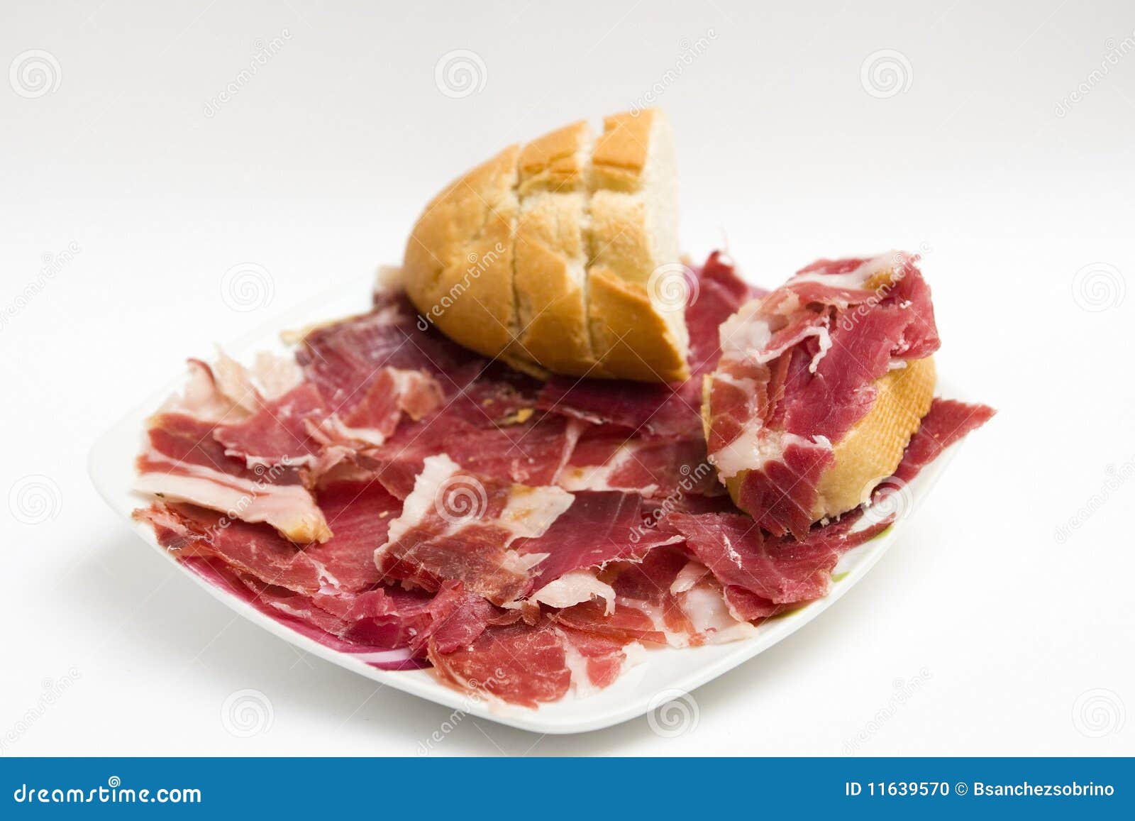 Ration of Iberian Ham with Bread Stock Photo - Image of marbling, cured ...