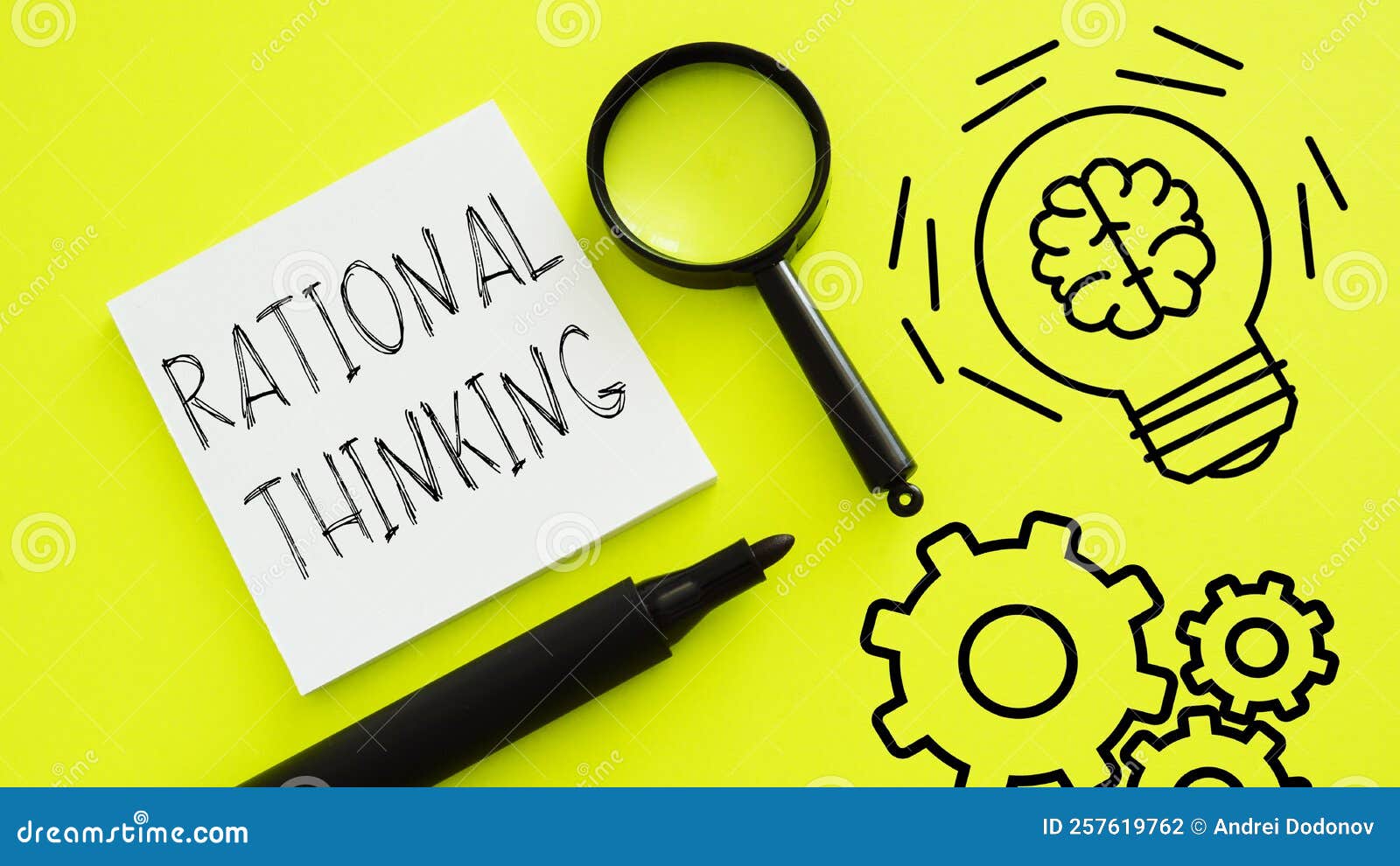 Rational Thinking is Shown Using the Text Stock Photo - Image of brain ...