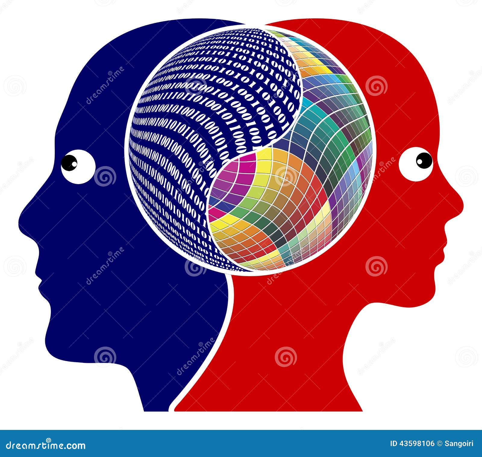 Rationality and Creativity stock illustration. Illustration of mindset ...