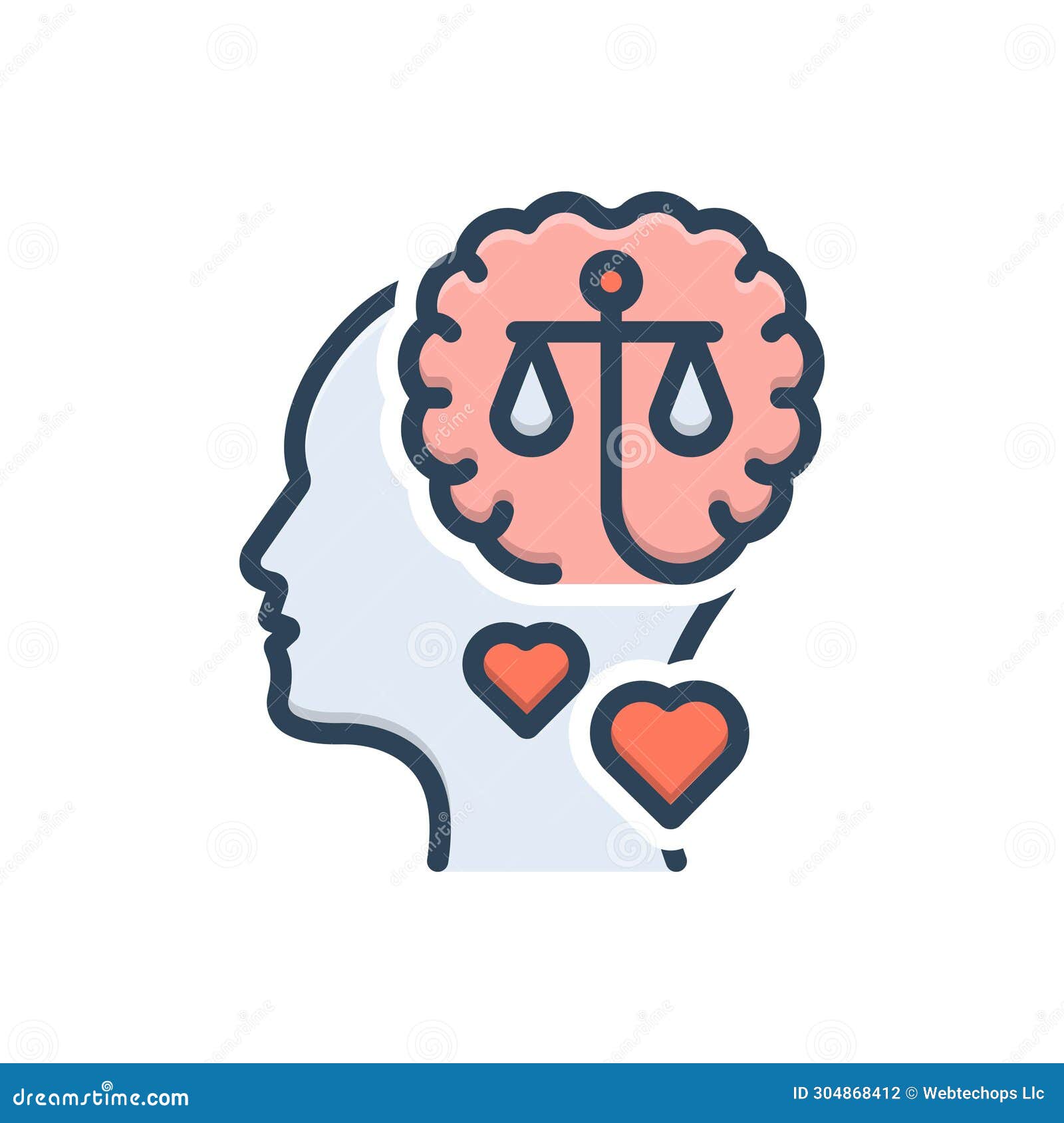 Color Illustration Icon for Rationality, Judgement and Feeling Stock ...