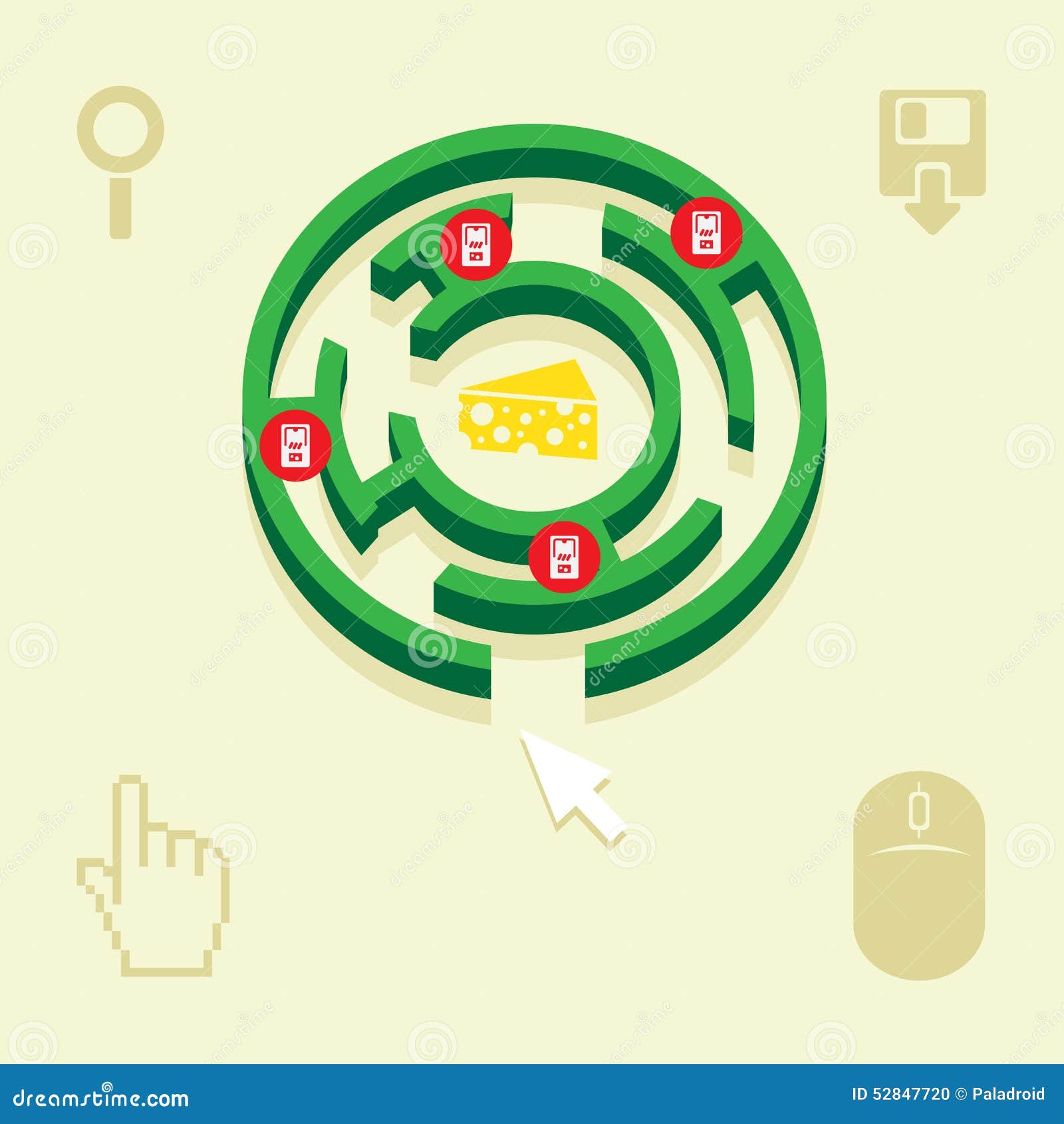 Rato em um labirinto ilustração do vetor. Ilustração de escolha - 52847720