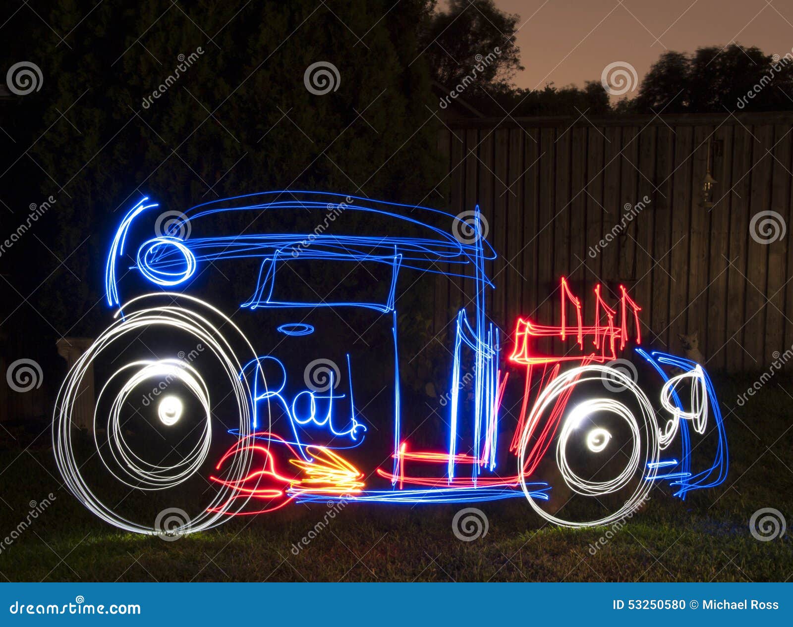 Rato Rod Light Painting Image Foto de Stock - Imagem de haste, azul ...