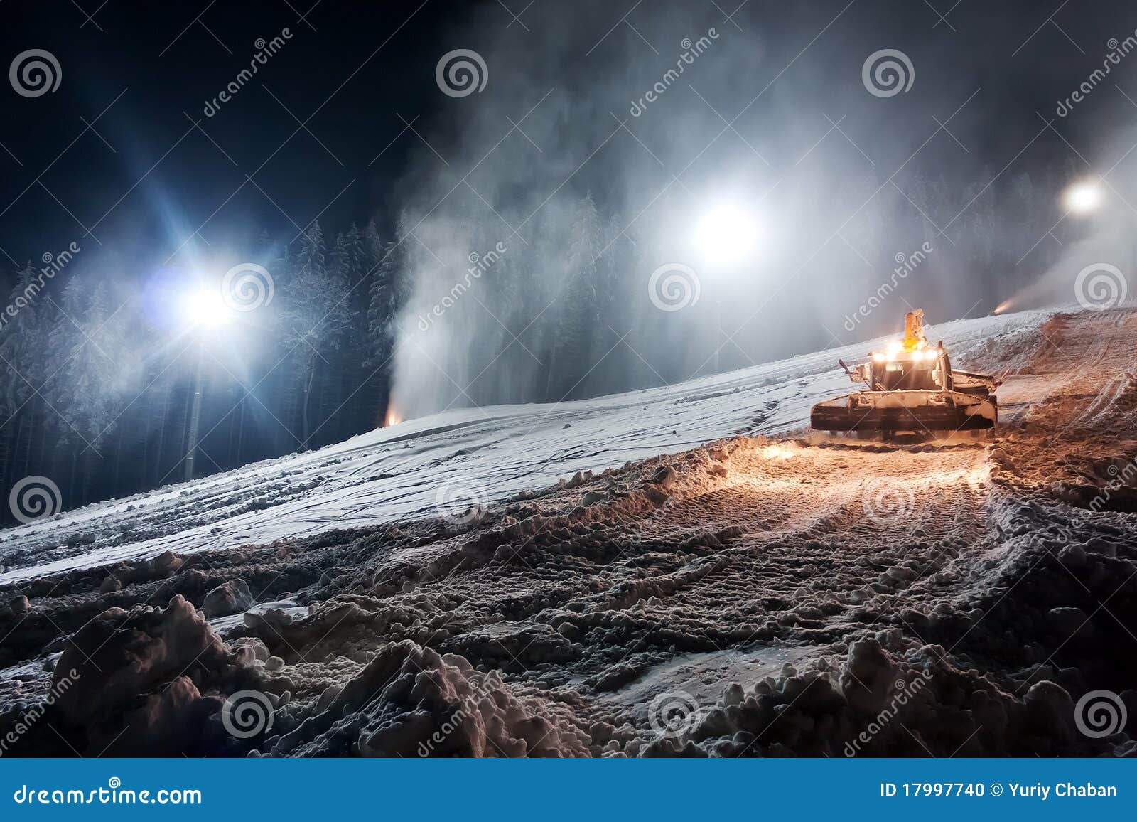 Ratrack making ski piste stock photo. Image of season - 17997740