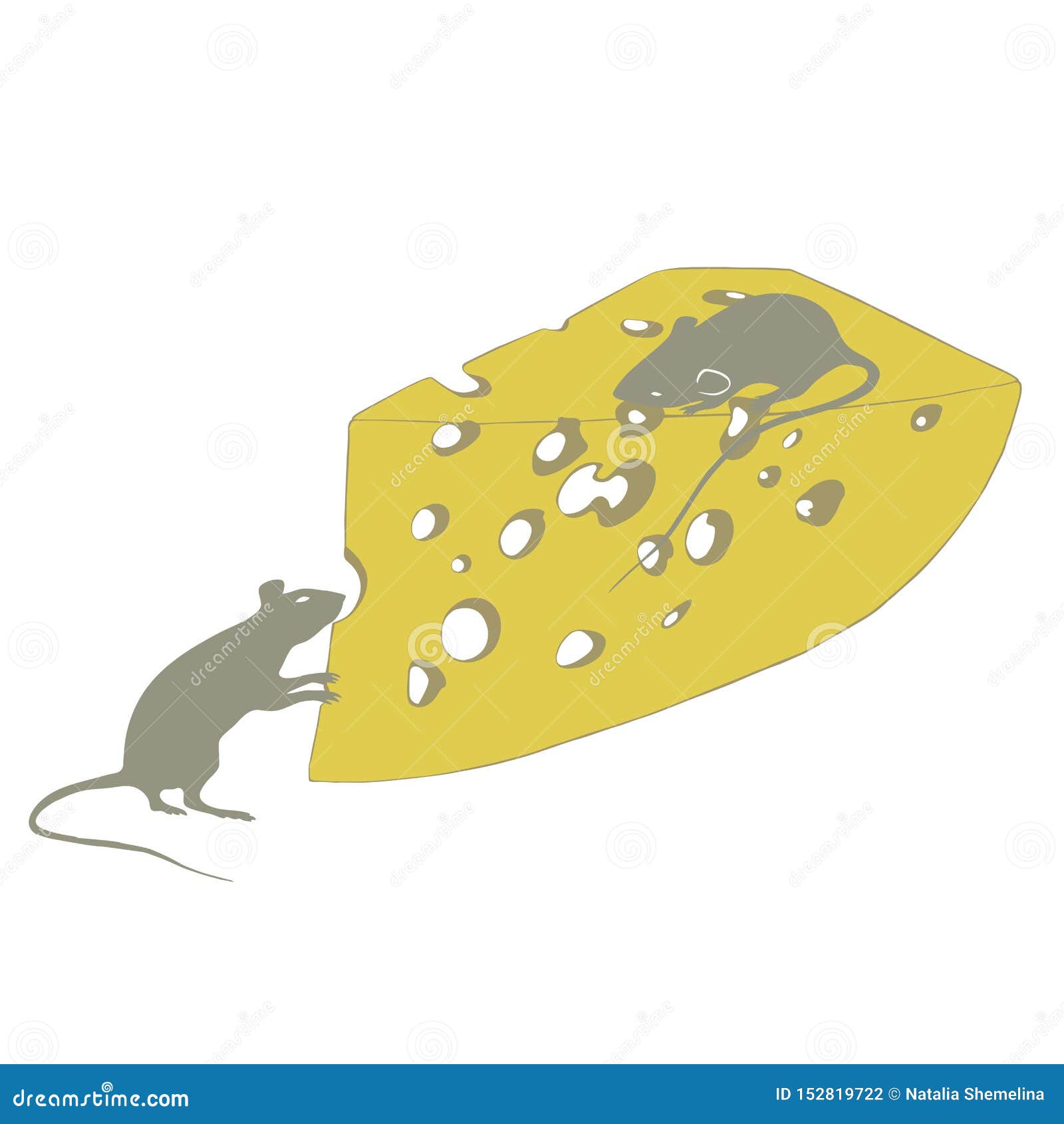 Rats and Cheese on a White Background Stock Illustration - Illustration ...