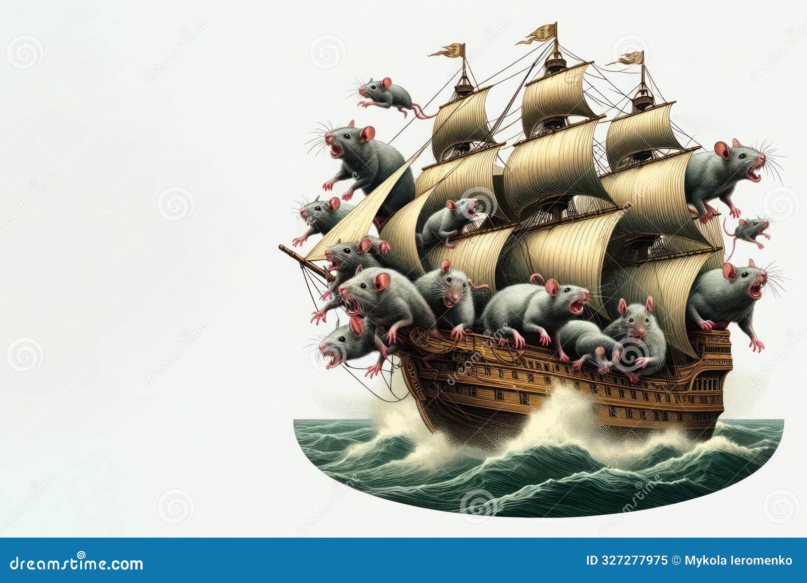 Rats Fleeing from the Ship. Space for Text. Stock Image - Image of rats ...
