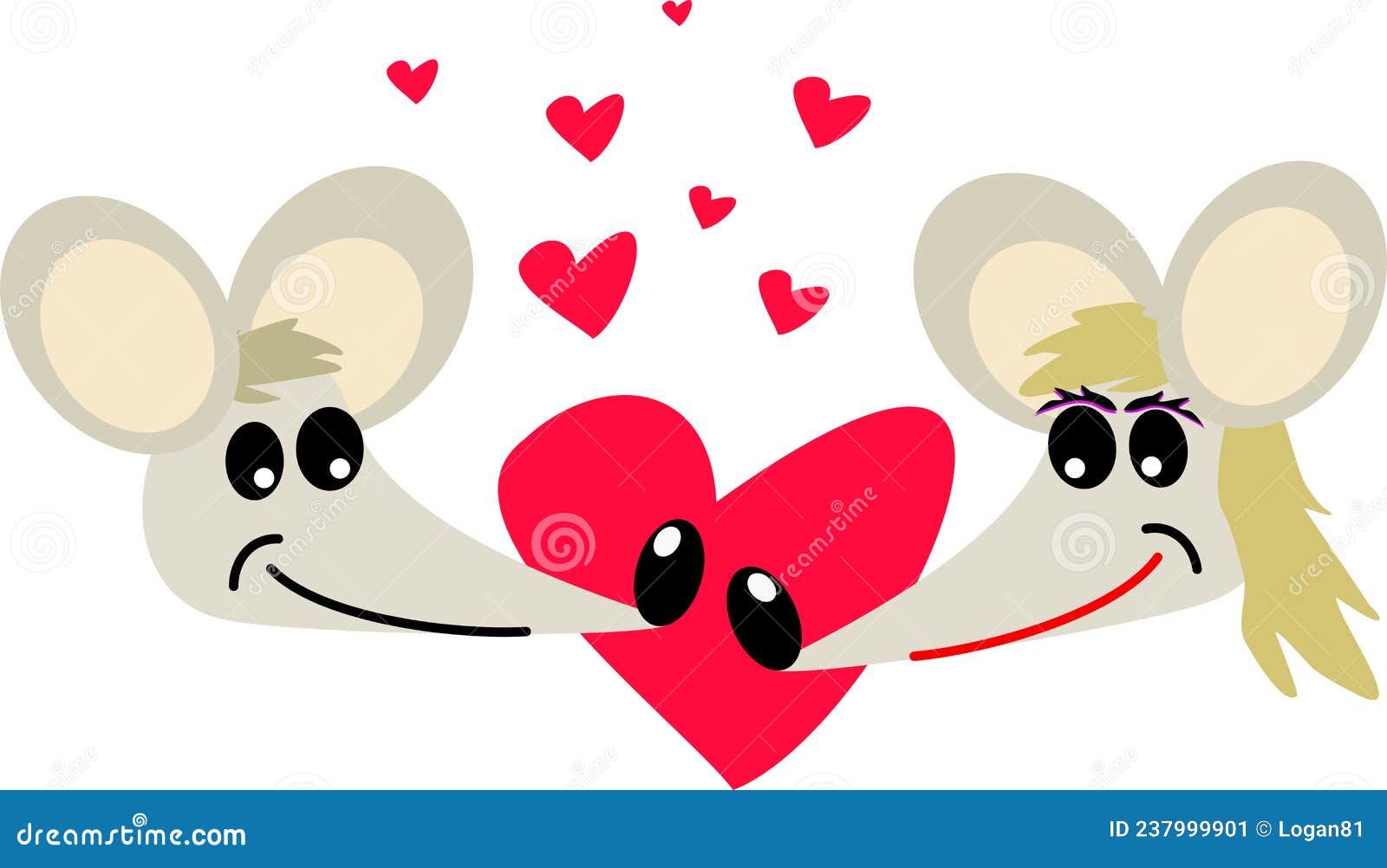 Rats In Love With Hearts Cartoon Vector | CartoonDealer.com #237999901
