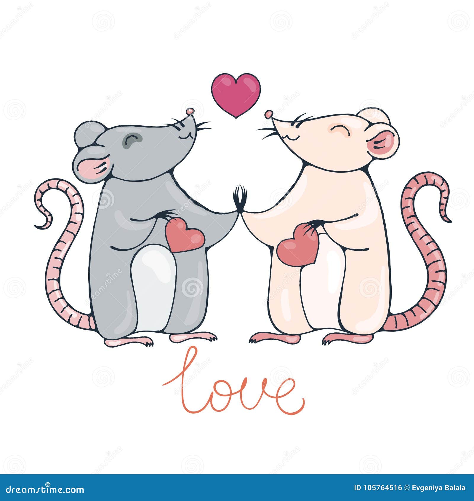 Rats in love. stock vector. Illustration of graphic - 105764516