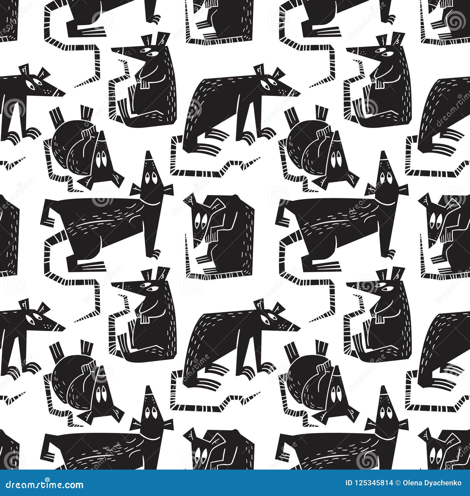 Rats and Mouse Seamless Pattern. Background with Cute Rodents Ch Stock ...