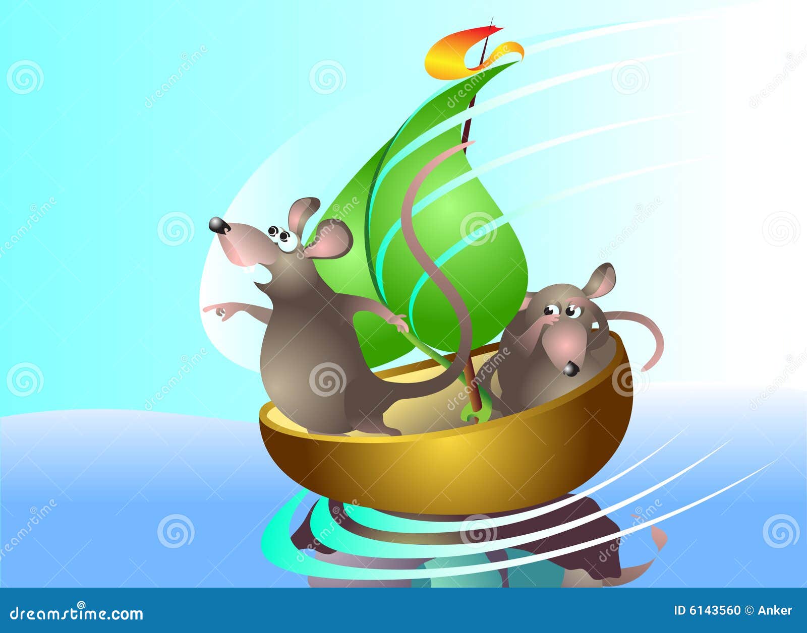 Rats Sail On Boat Vector Illustration | CartoonDealer.com #6143560
