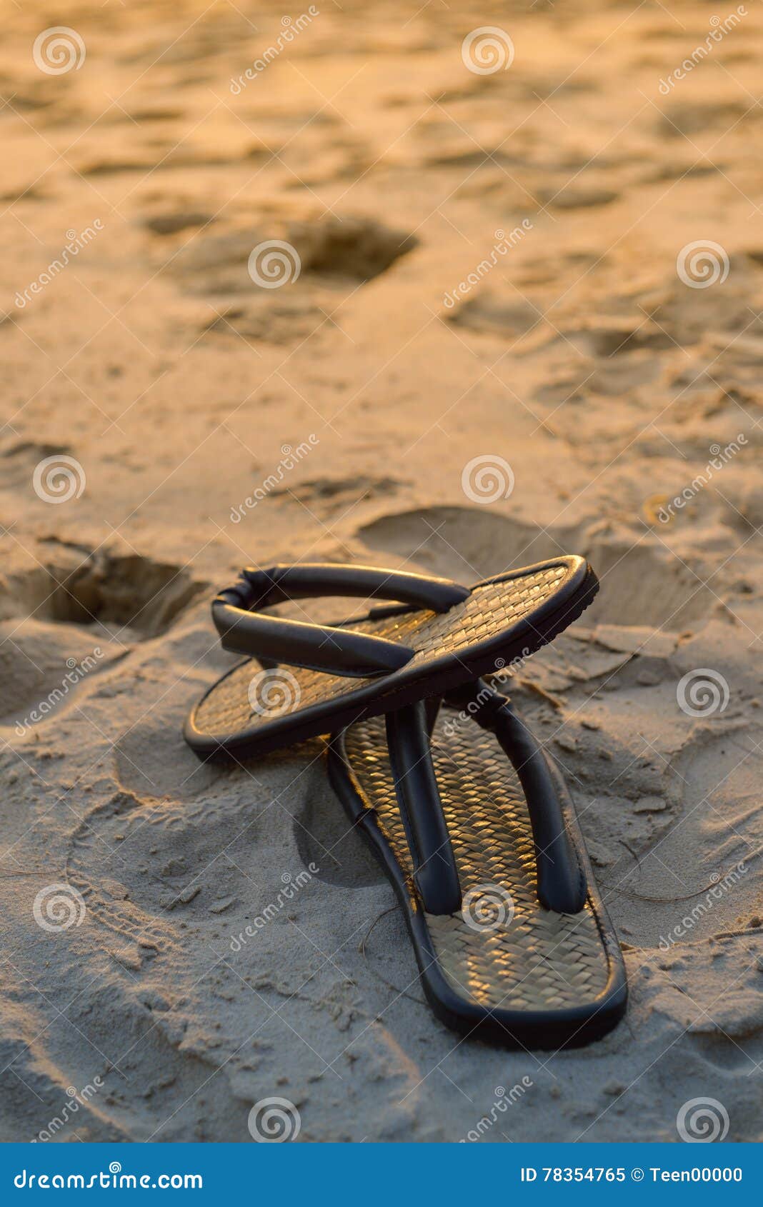 Rattan Sandals on a Beach Sunset Stock Image - Image of line, color ...