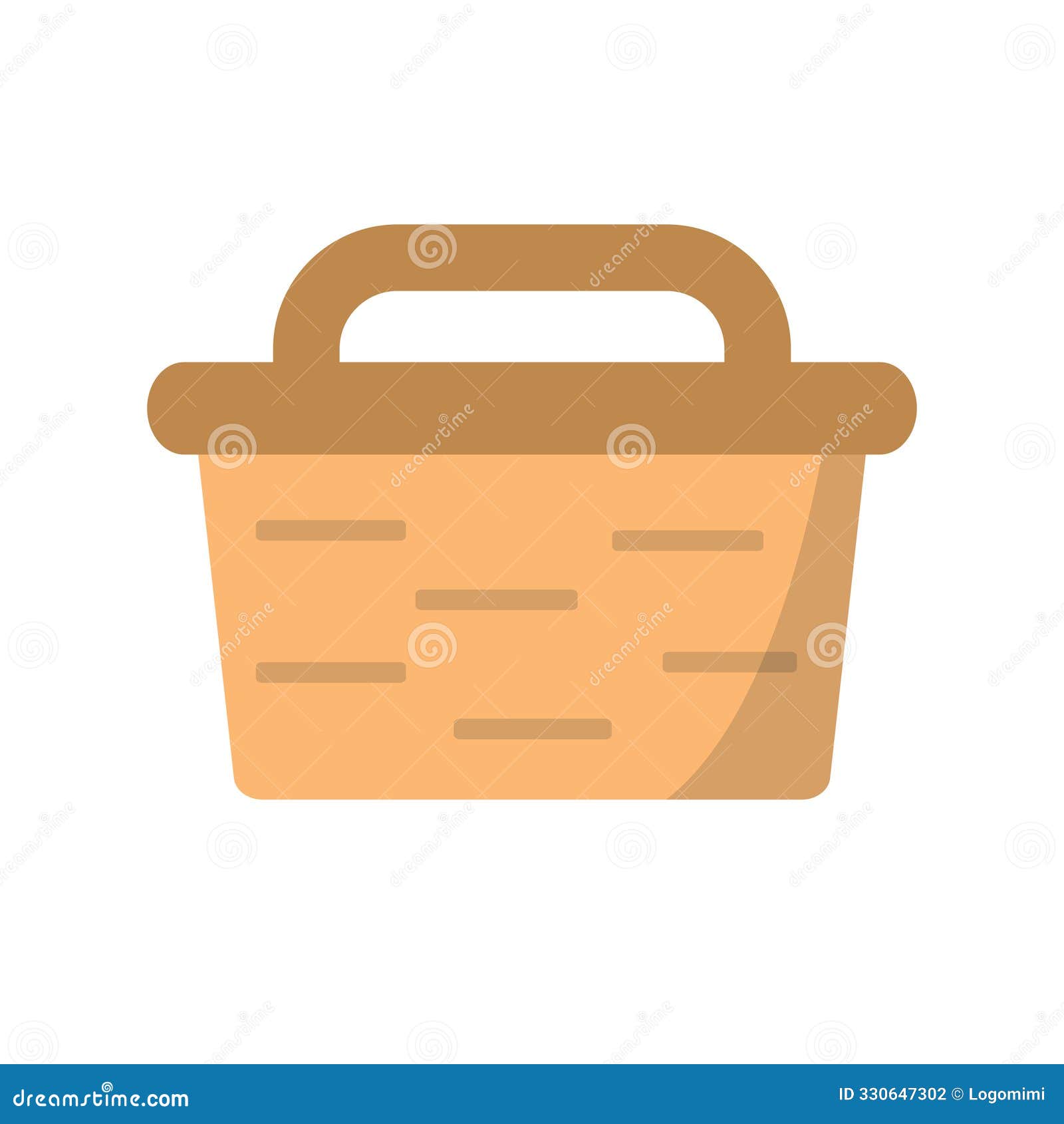 Rattan Storage Box Icon Vector Illustration, Flat Design Style Stock ...
