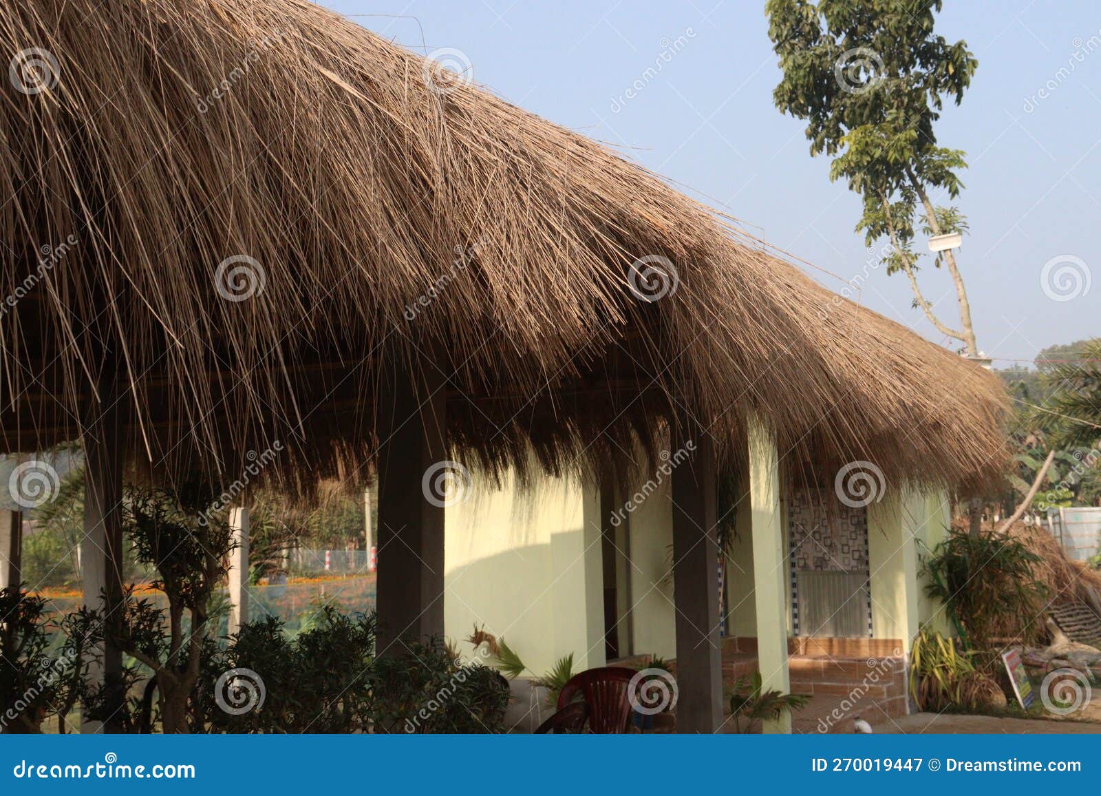 A Rattan Thatch Roof for Resort Stock Image - Image of relaxation ...