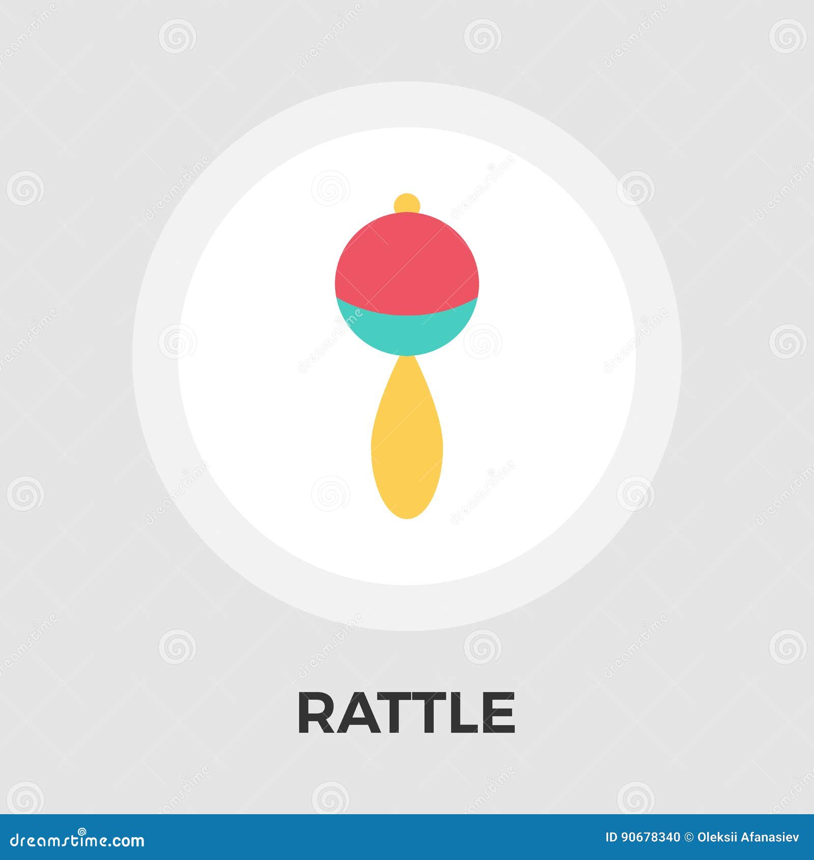 Rattle Flat Icon stock vector. Illustration of rattle - 90678340