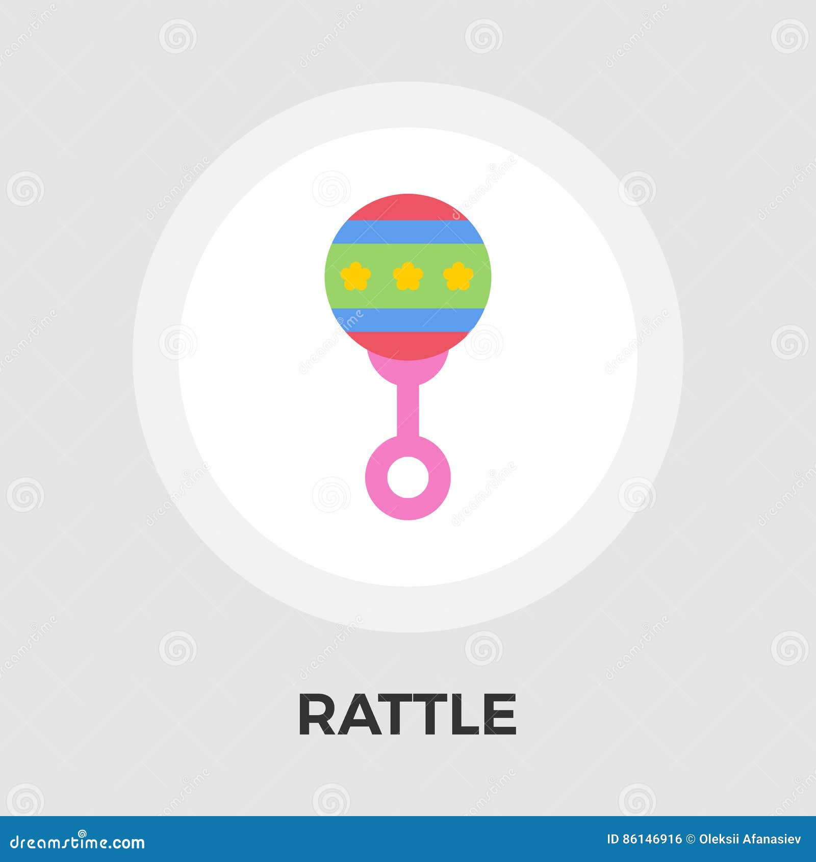 Rattle Flat Icon stock vector. Illustration of equipment - 86146916