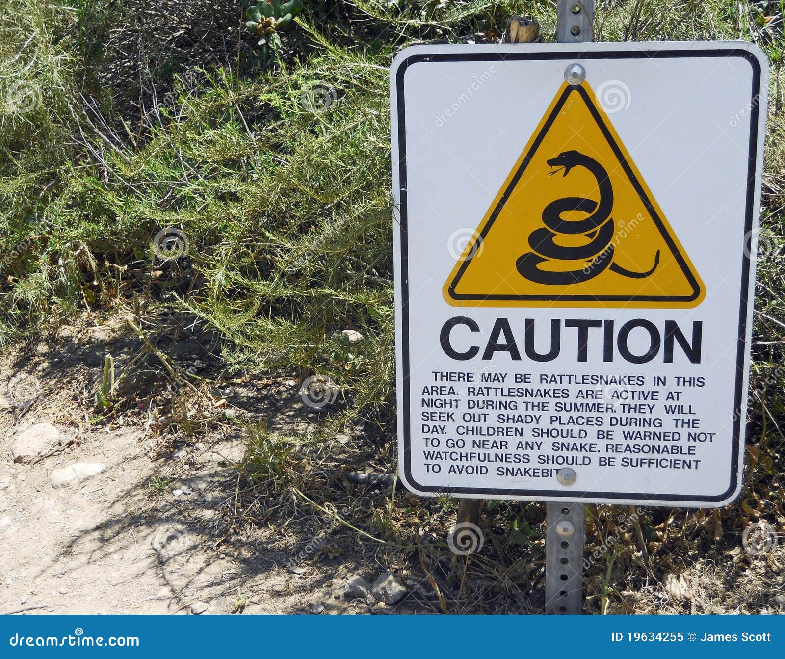 Rattlesnake Caution Sign stock image. Image of rattlesnakes - 19634255