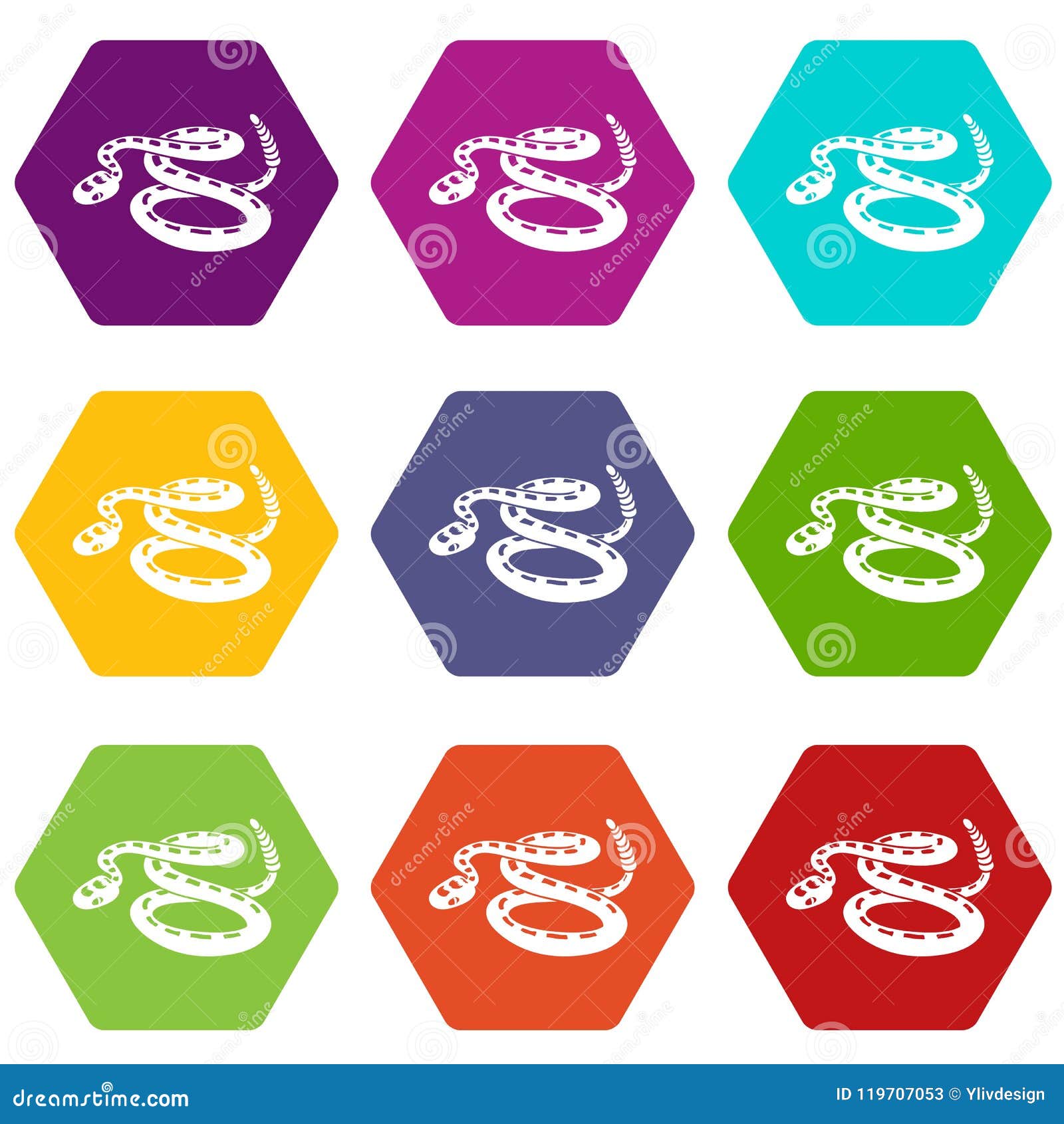 Rattlesnake Icons Set 9 Vector Stock Vector - Illustration of animal ...