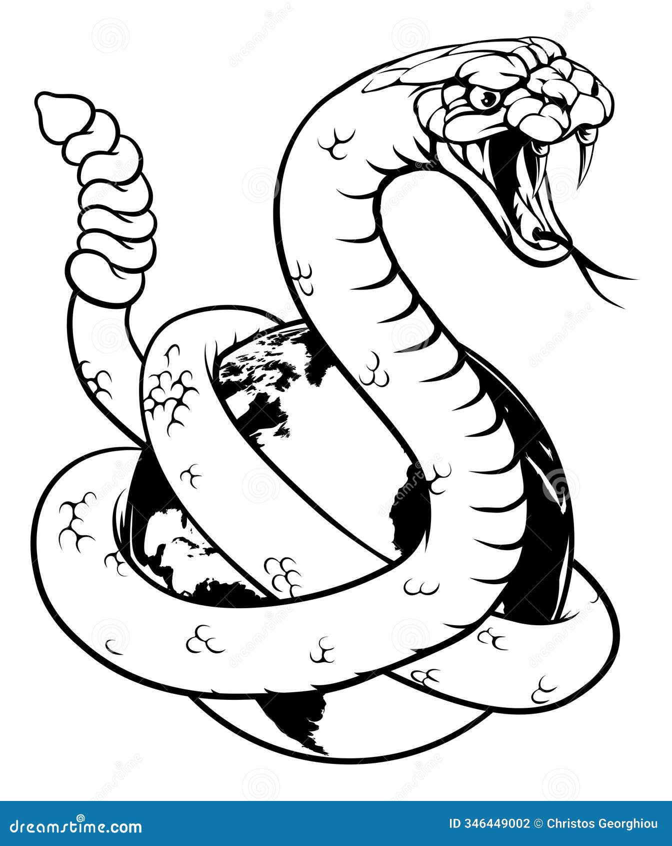 Rattlesnake Snake World Earth Globe Concept Stock Illustration ...