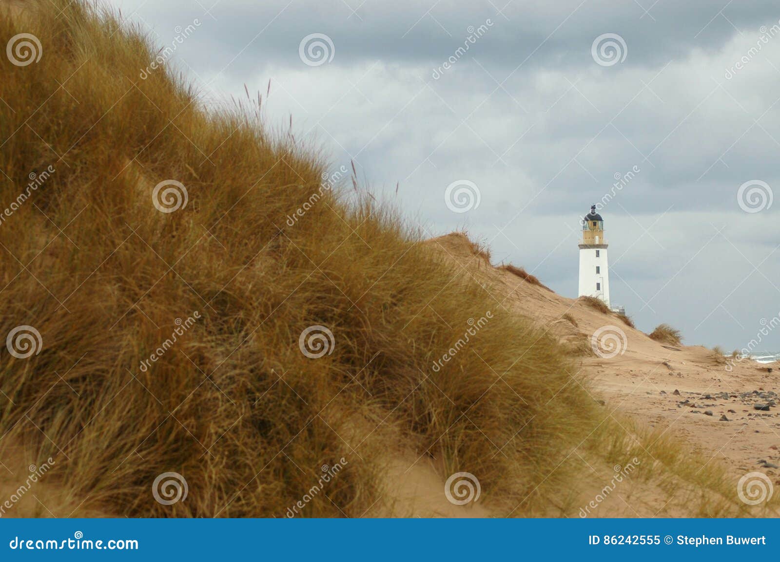 Lighthouse Behind Sand Dunes Stock Image - Image of stevenson, yellow ...