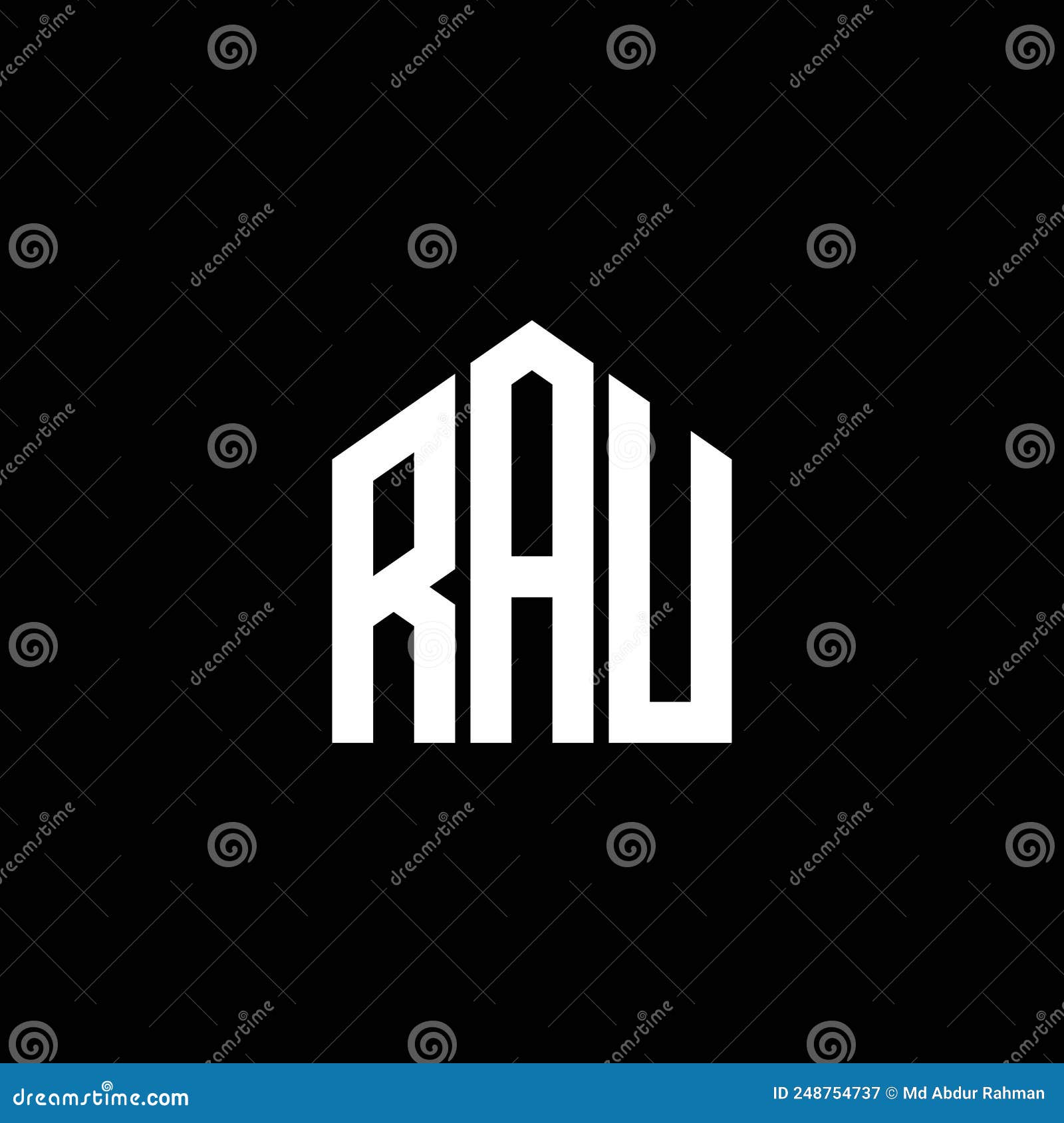 RAU Letter Logo Design on BLACK Background. RAU Creative Initials ...