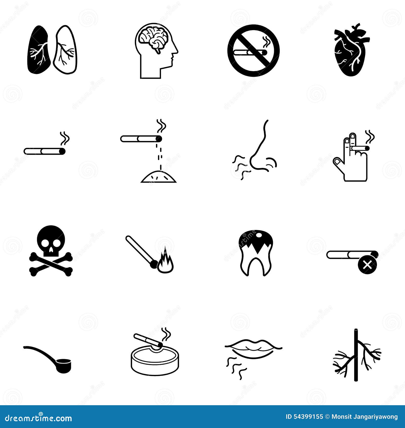 Rauchende Ikonen Eingestellte Vektorillustration Vektor Abbildung ...