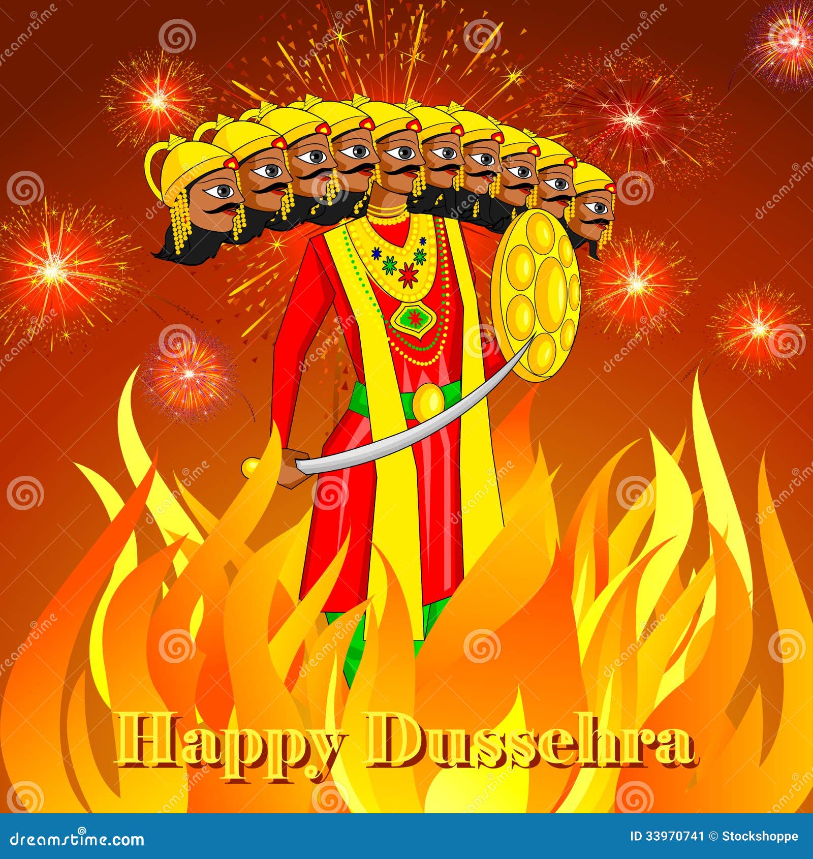 Ravana Burning In Dussehra Cartoon Vector | CartoonDealer.com #59465991