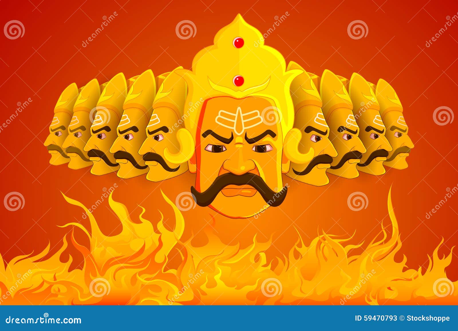 Ravana Burning In Dussehra Cartoon Vector | CartoonDealer.com #59465991