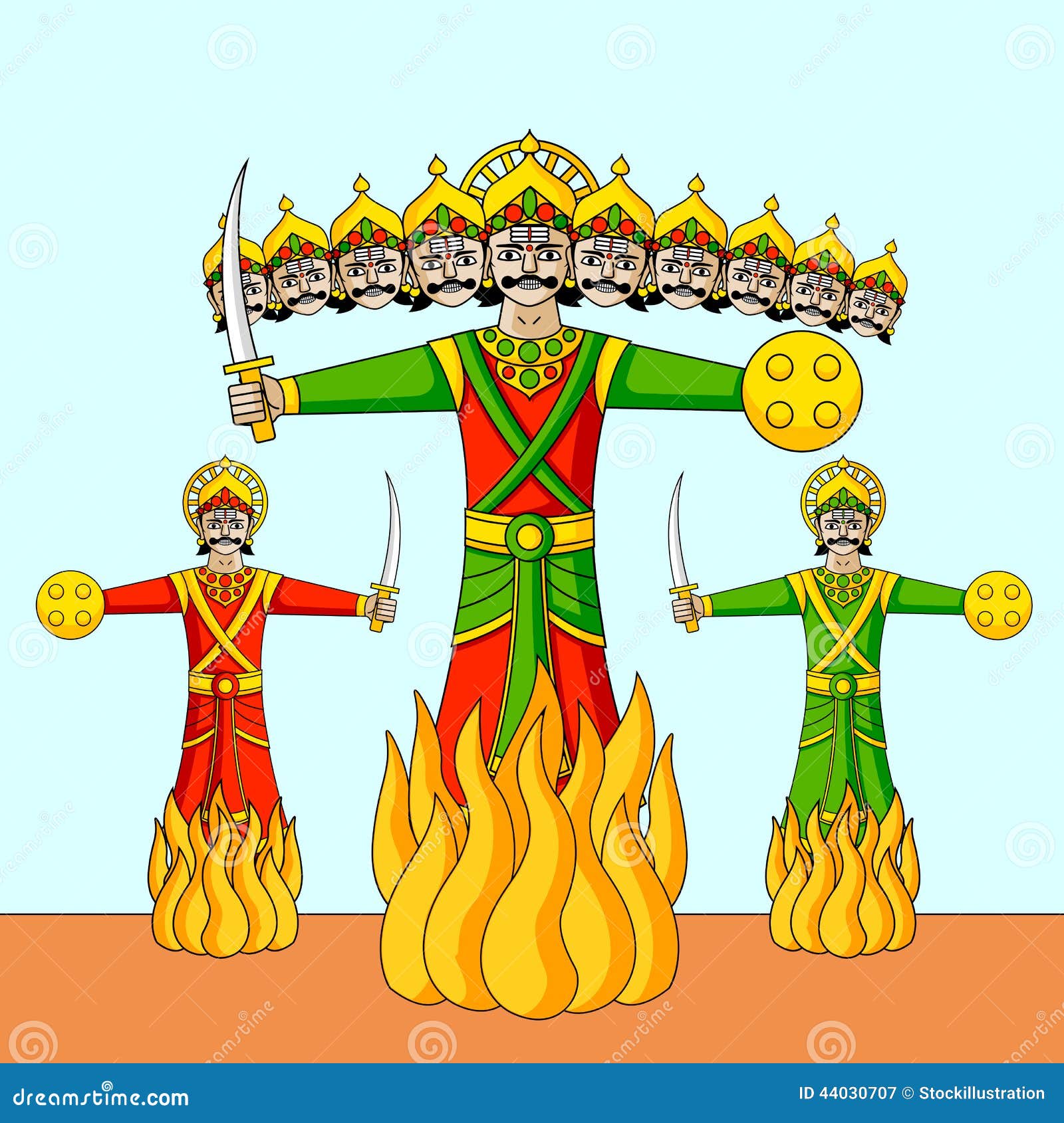 Ravana Burning In Dussehra Cartoon Vector | CartoonDealer.com #59465991