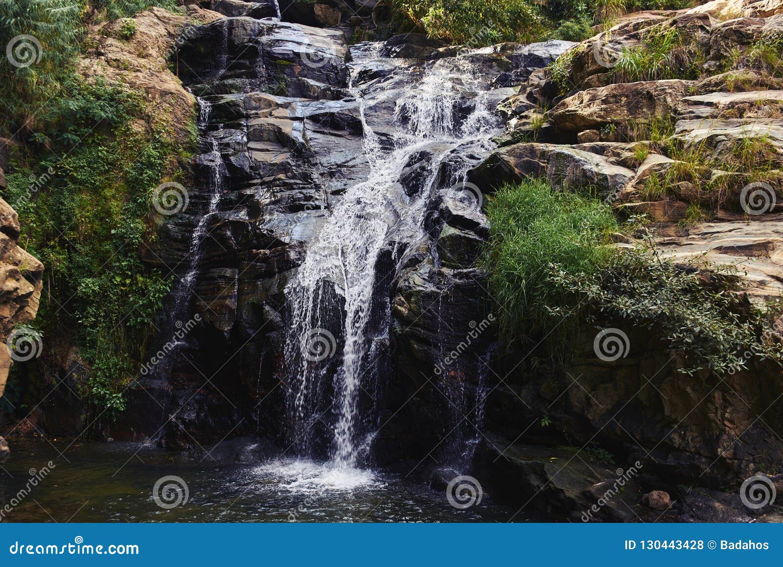 The Ravana Falls in Sri Lanka. Stock Photo - Image of liquid, river ...