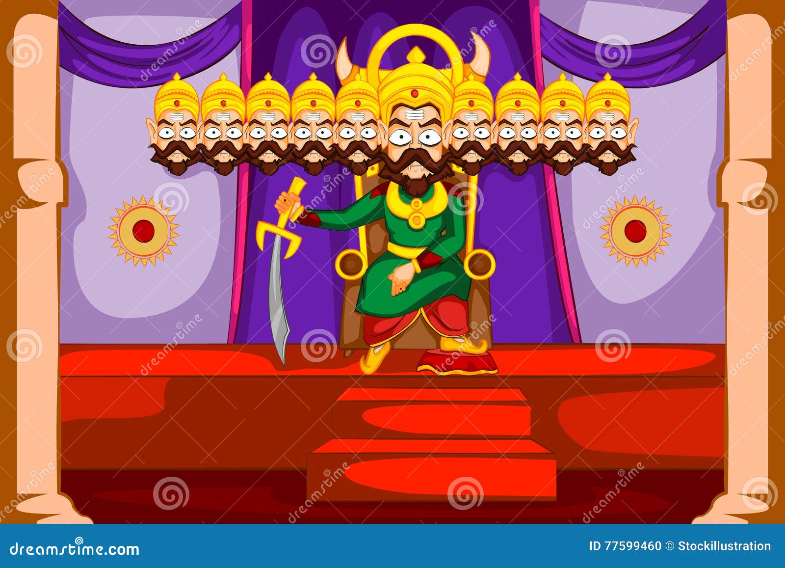 Ravana With Ten Head For Dussehra Vector Illustration | CartoonDealer ...