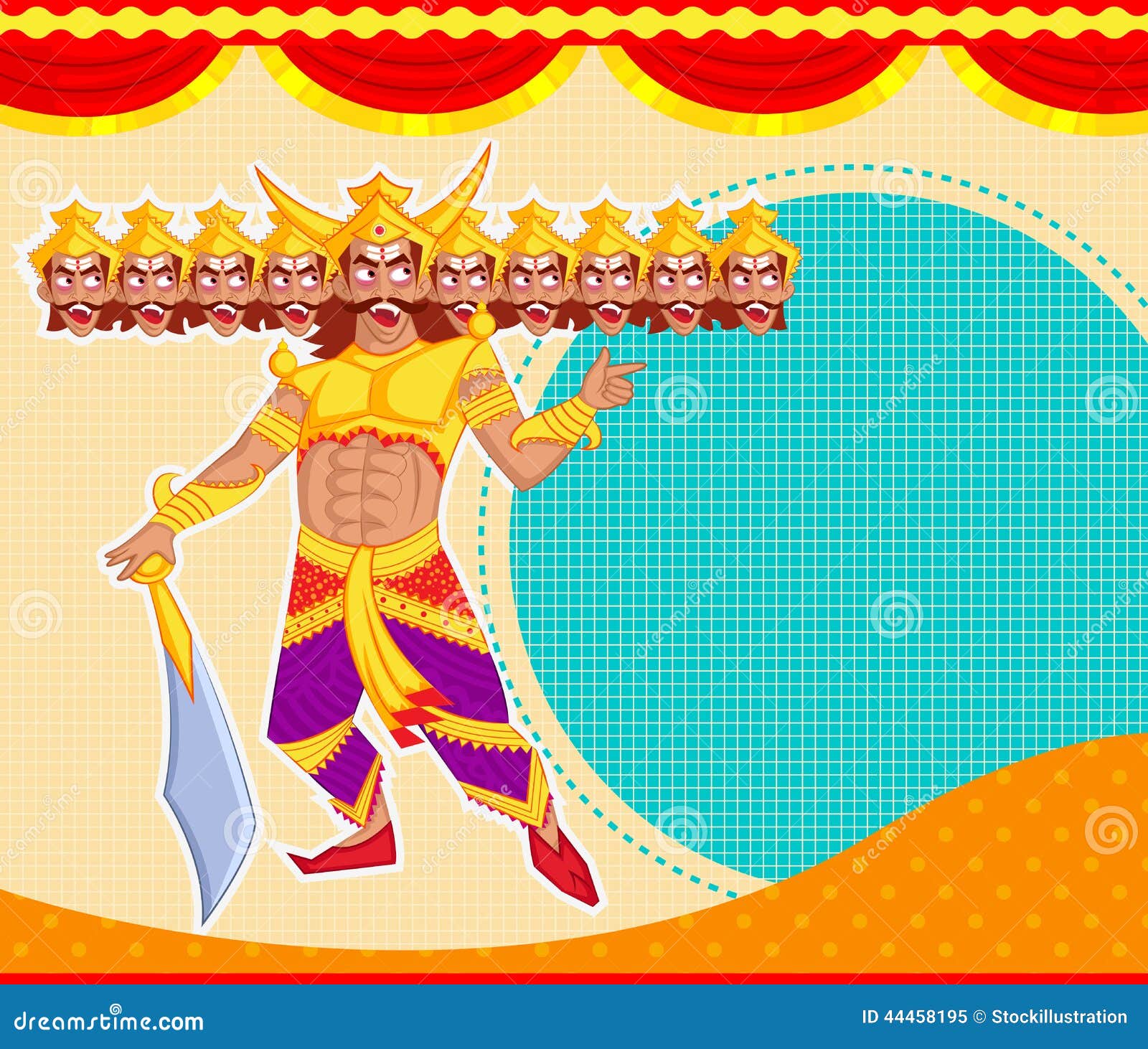 Ravana with Ten Head for Dussehra Stock Vector - Illustration of head ...