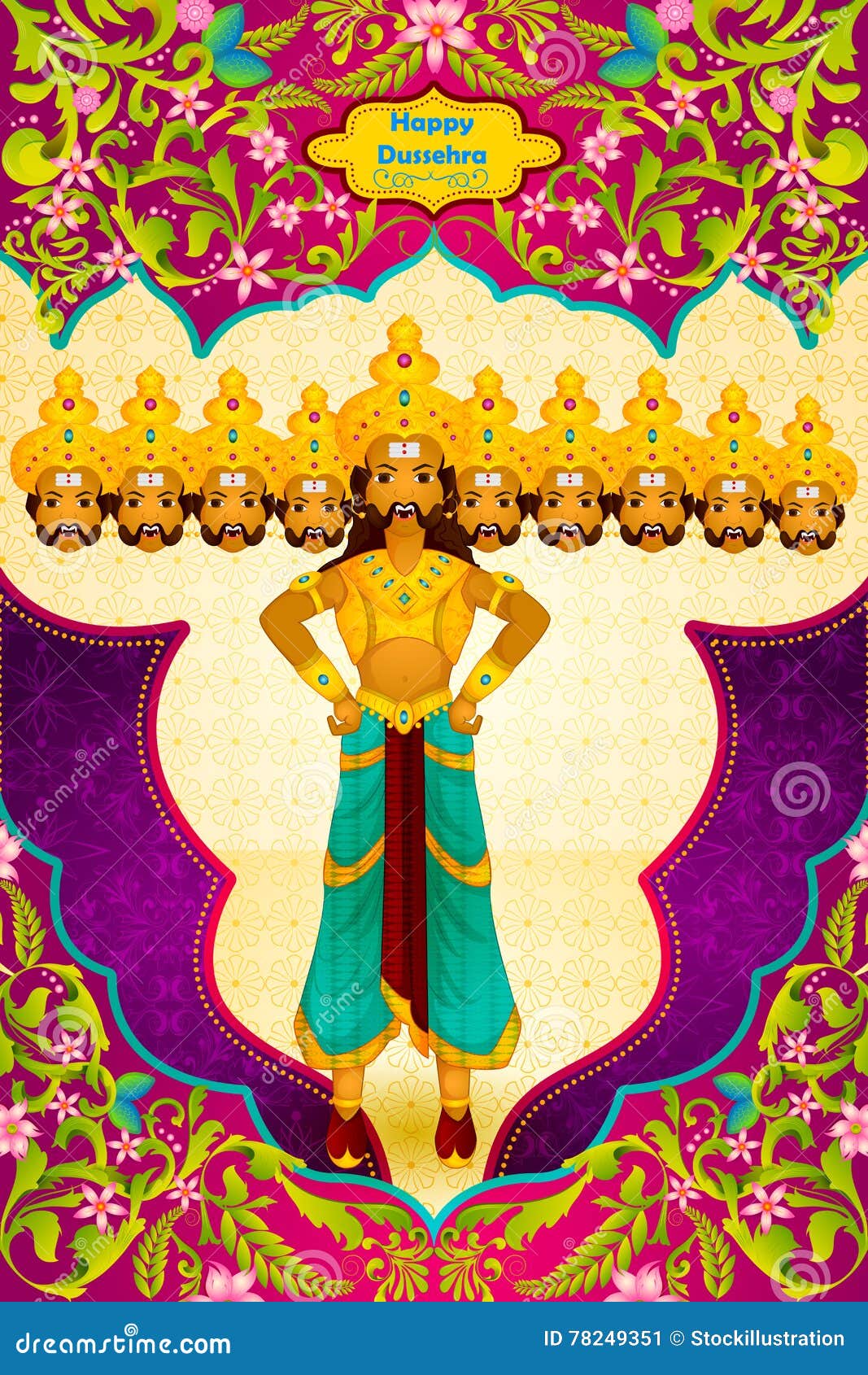 Ravana with Ten Head for Dussehra Stock Vector - Illustration of dharma ...