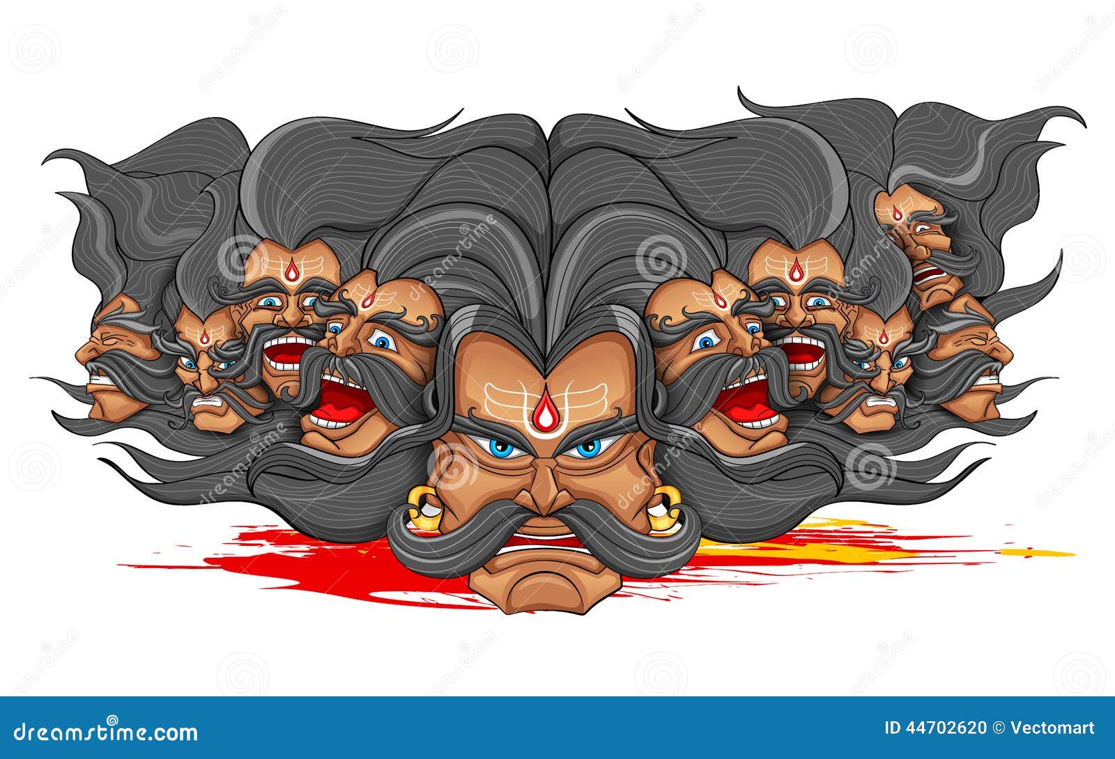 Ravana with Ten Heads for Dussehra Stock Vector - Illustration of faith ...
