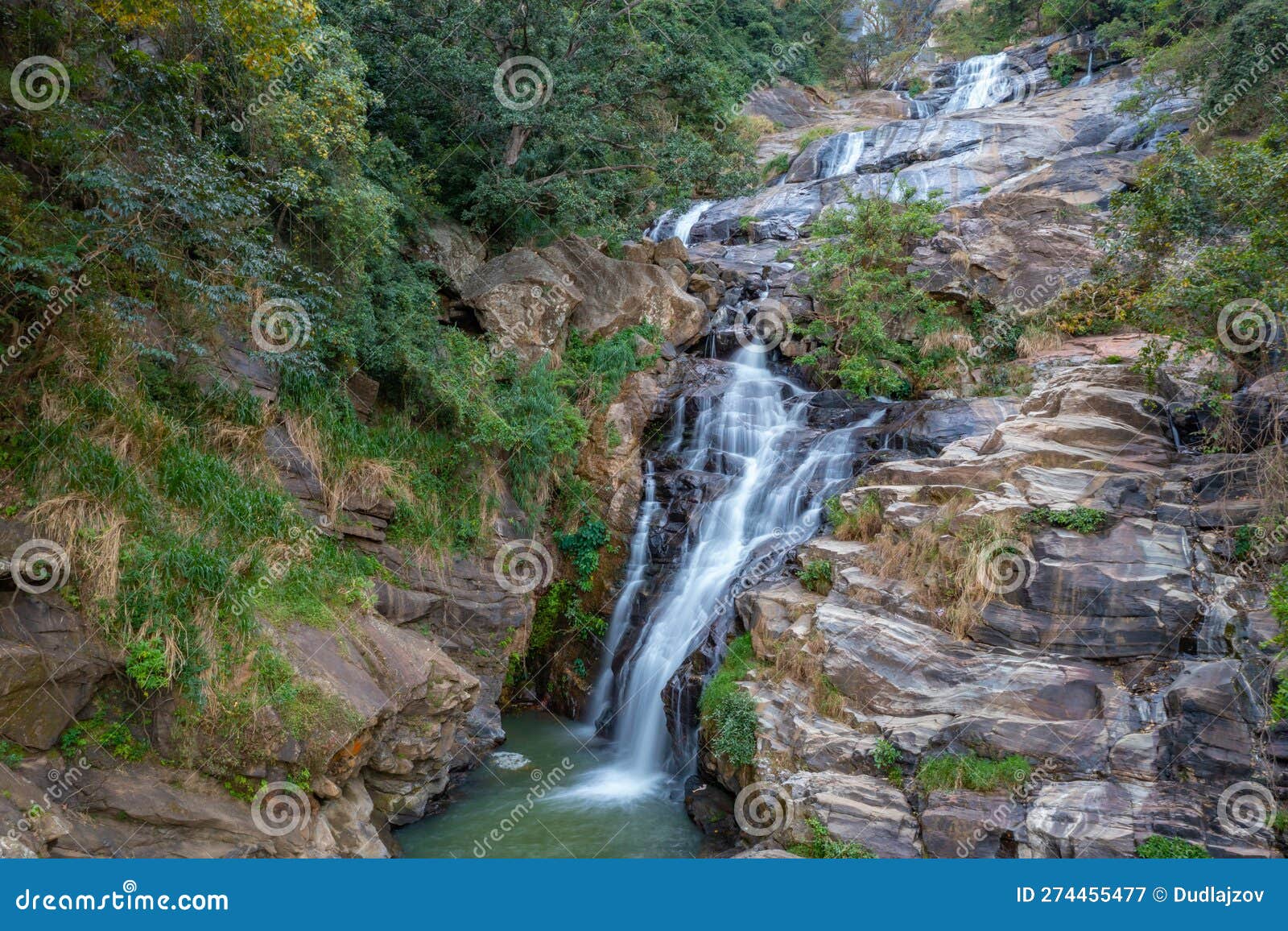 Ravana Waterfall Near Ella, Sri Lanka Stock Image - Image of hill ...