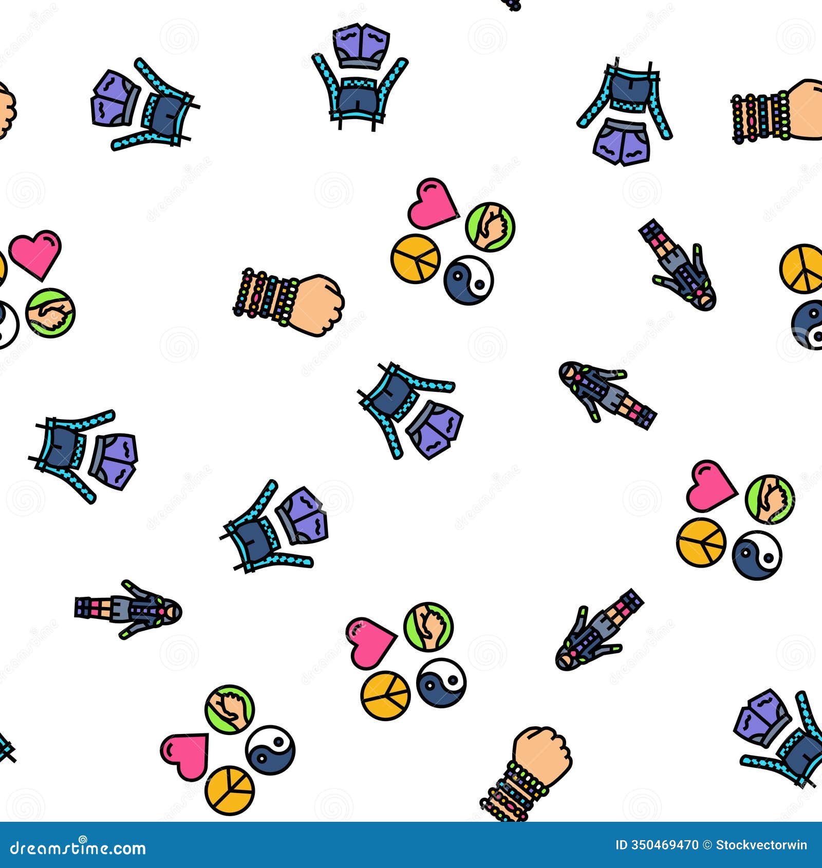 Rave Retro Party Music Seamless Pattern Vector Stock Illustration ...